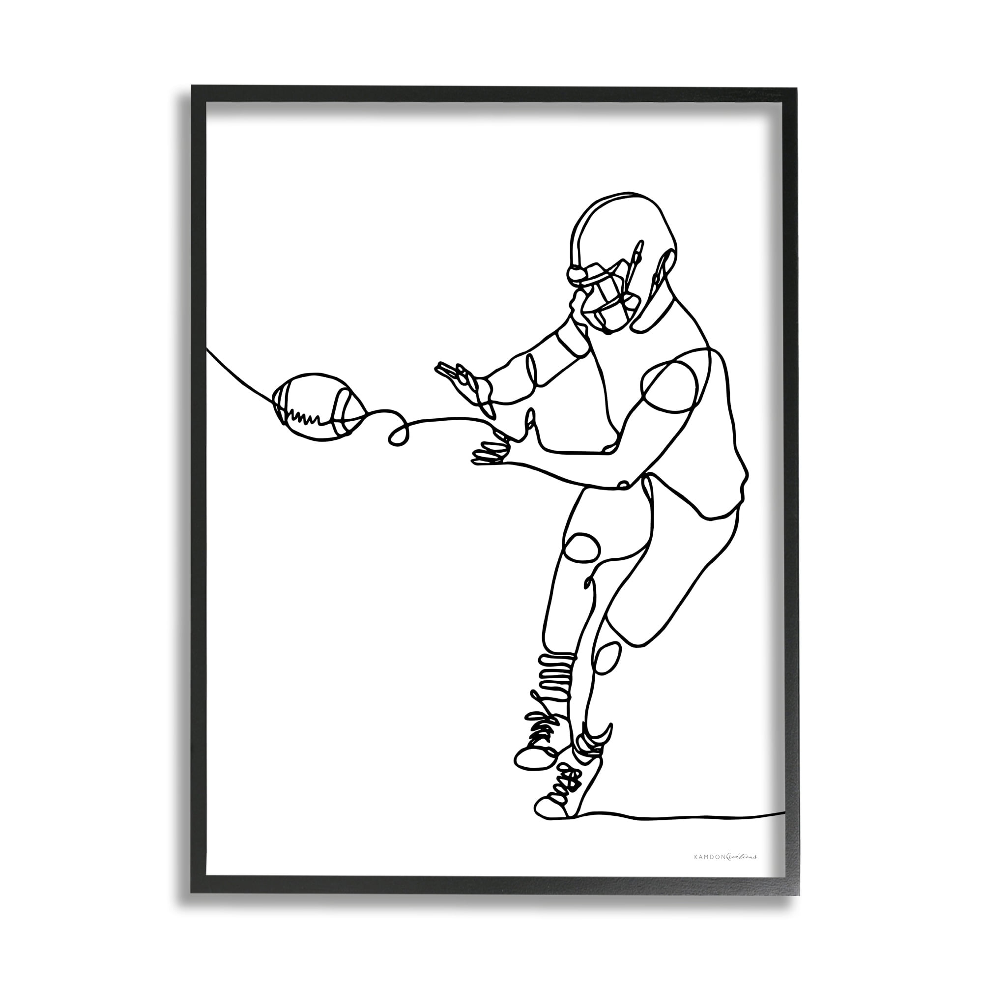 Stupell Industries Minimal Line Doodle Catching Playing Football , 24 x ...