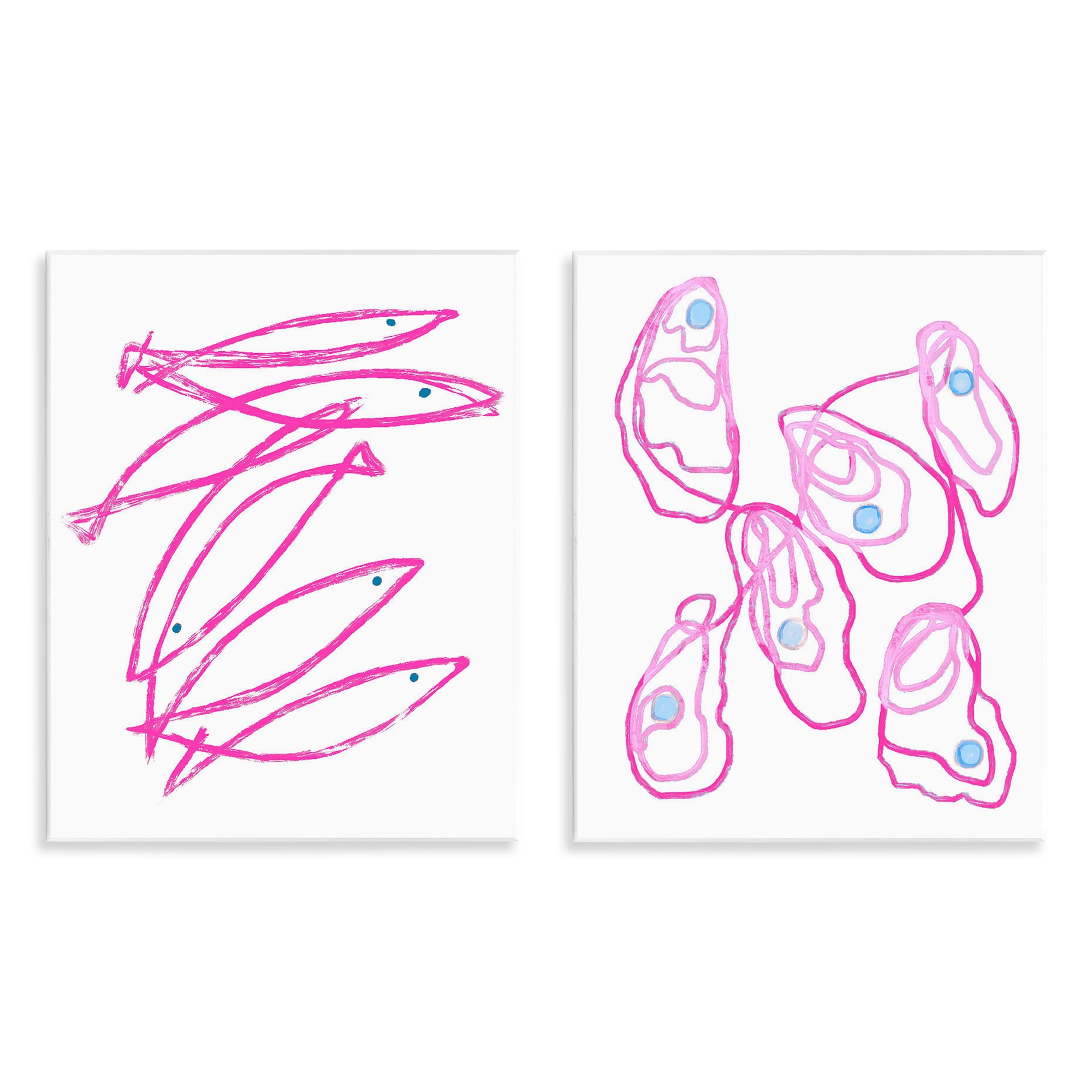 Stupell Industries Minimal Pink Fish & Oysters 2 Piece Wall Plaque Art ...