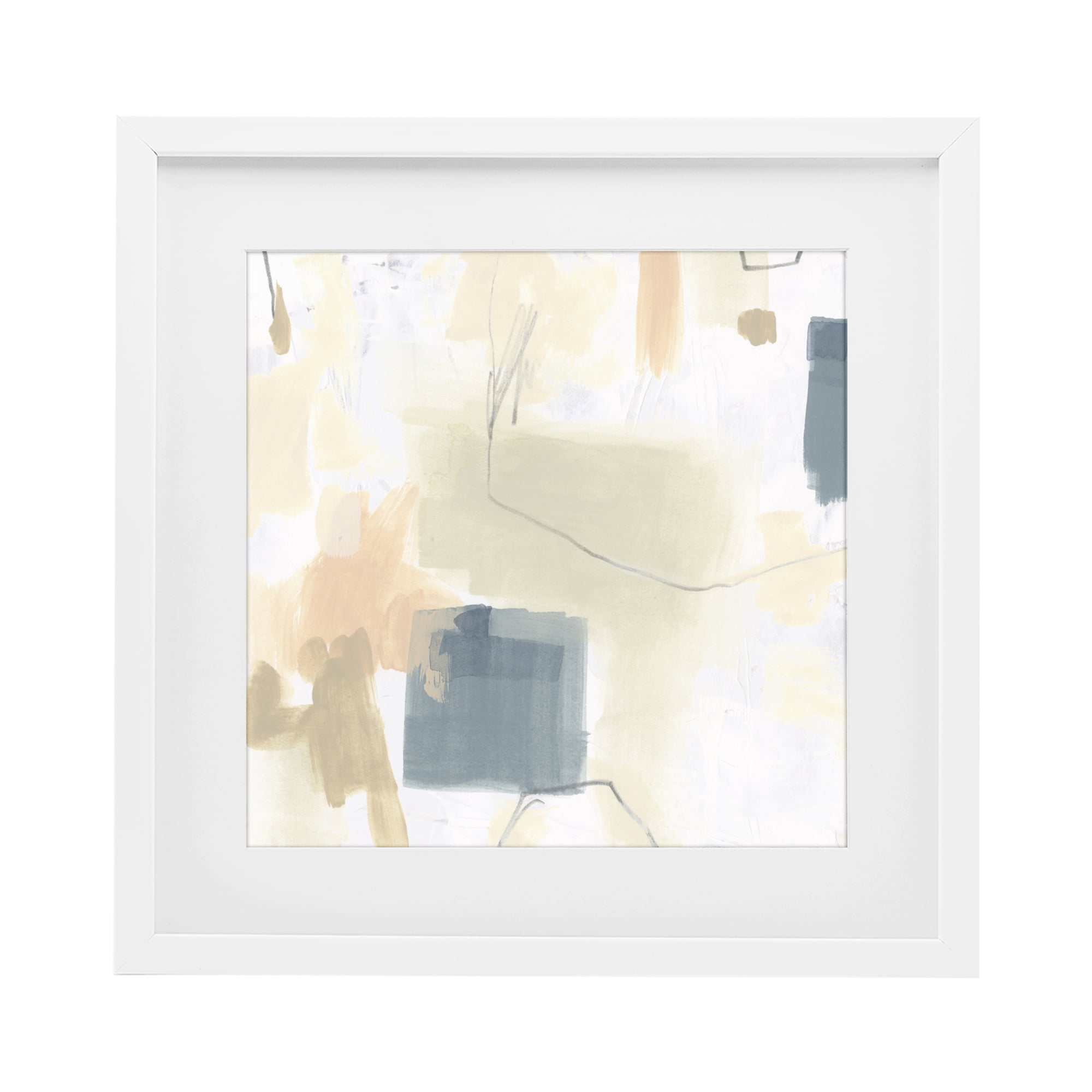 Stupell Industries Minimal Plaster Line White Framed Print Under Glass ...