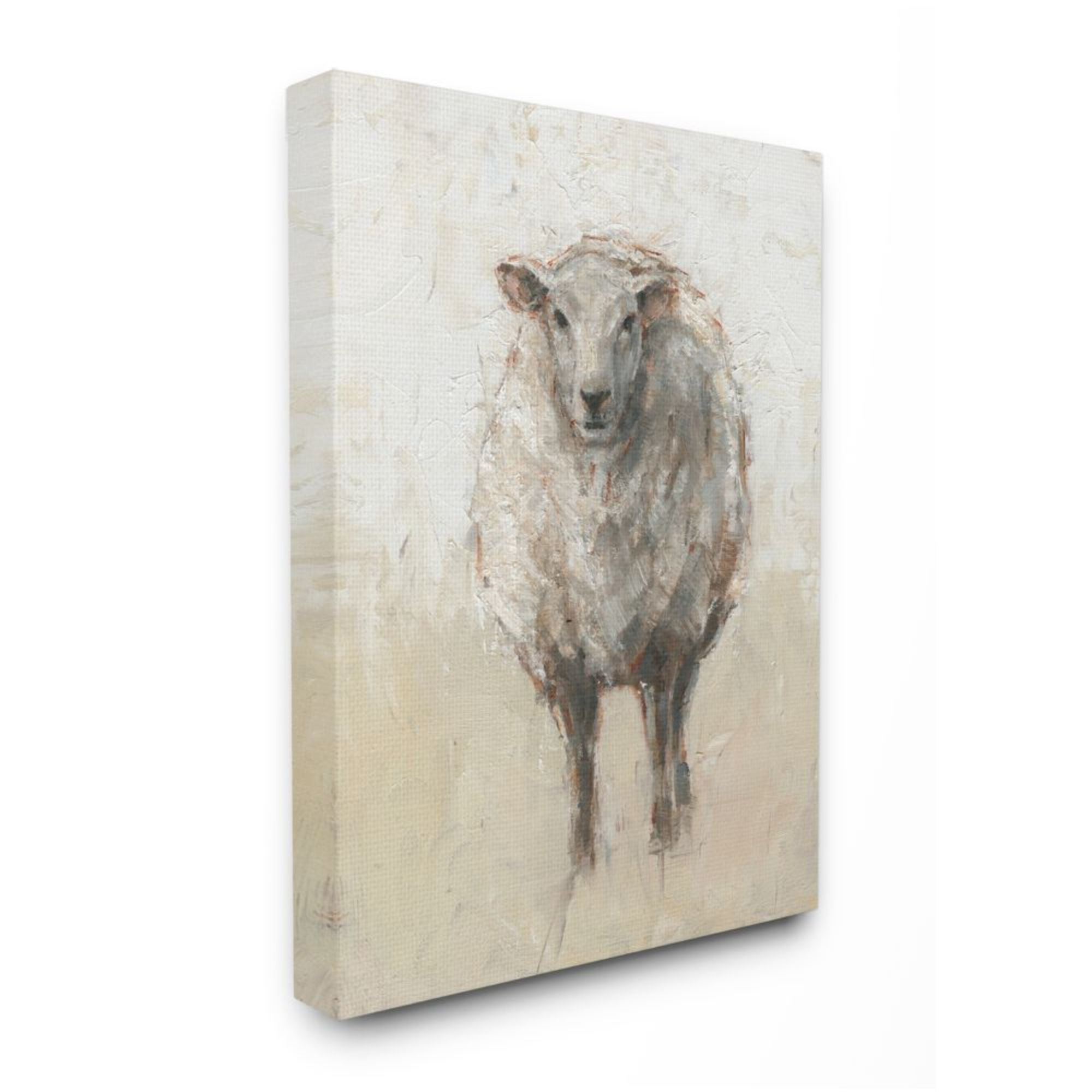 Stupell Industries Minimal Sheep Painting Beige Tan Farm Animal Design ...