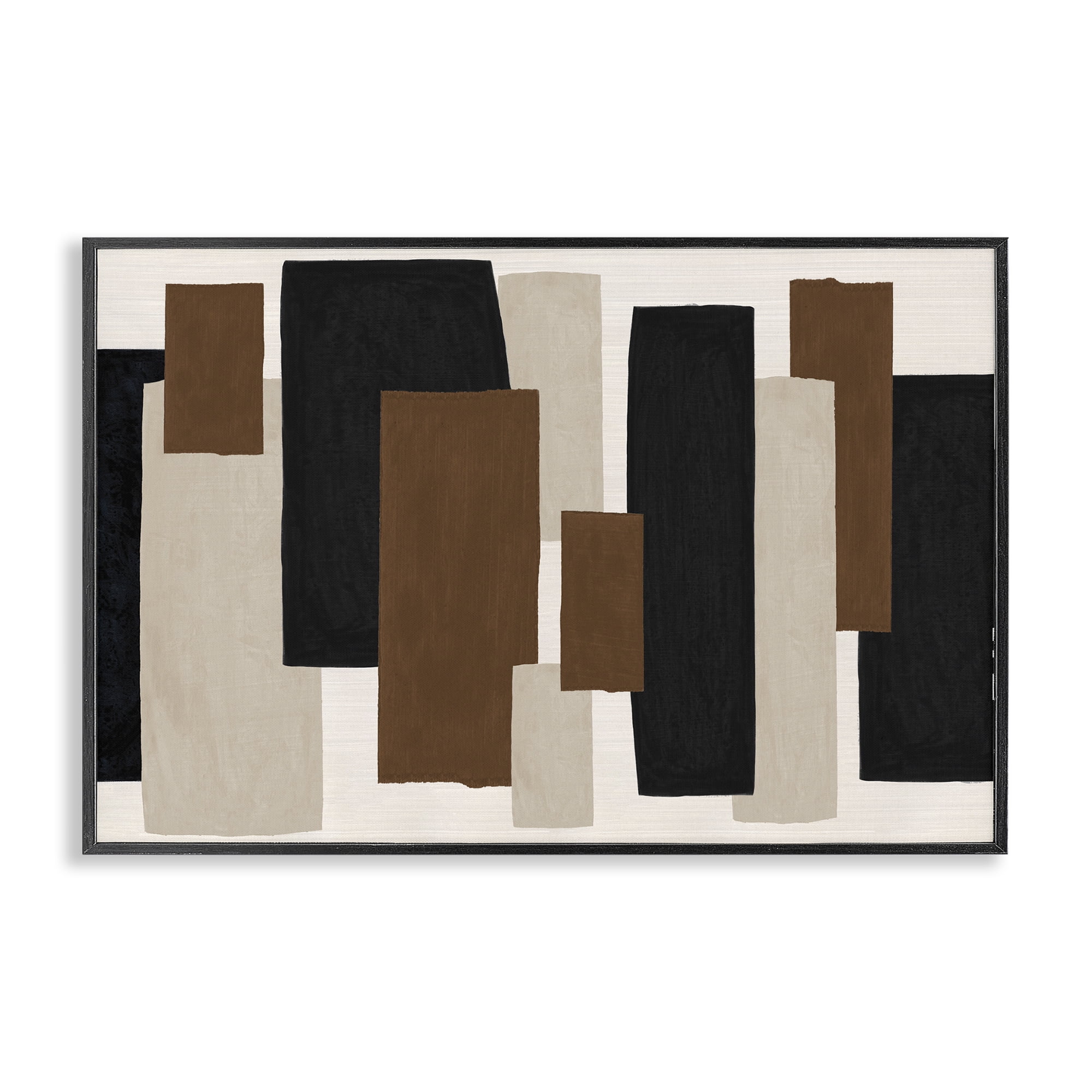 Stupell Industries Minimal Vertical Blocks in Earth Tones Black Framed ...