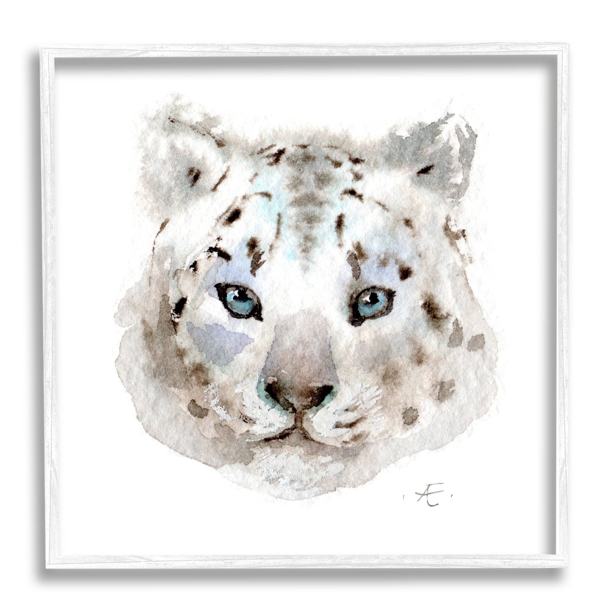 Stupell Industries Minimal White Leopard Portrait Spotted Safari Animal ...