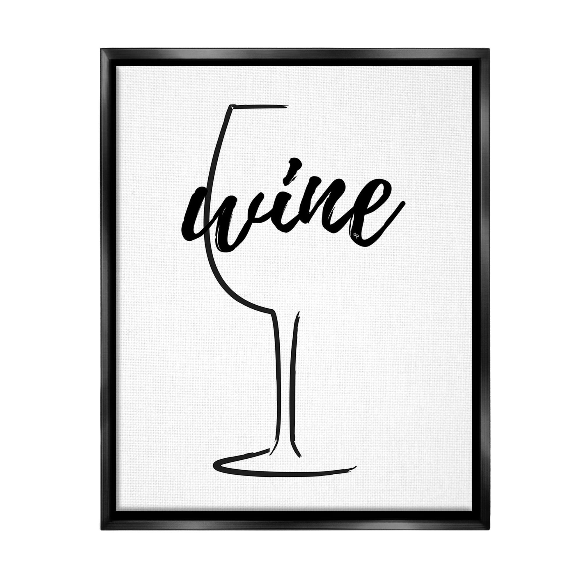 Stupell Industries Minimal Wine Glass Food & Beverage Painting Black ...