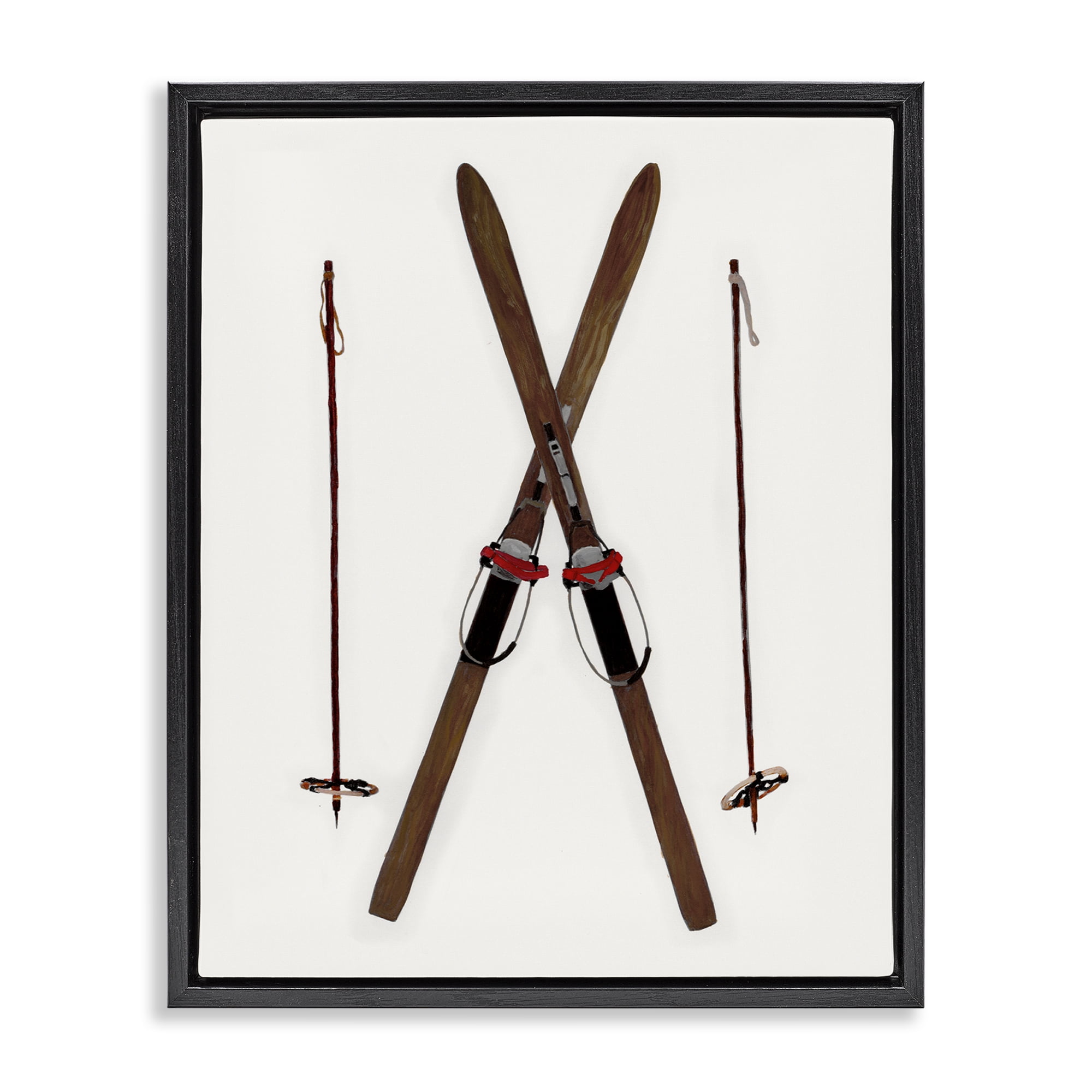 Stupell Industries Minimal Winter Skis Sports Painting Black Floater ...