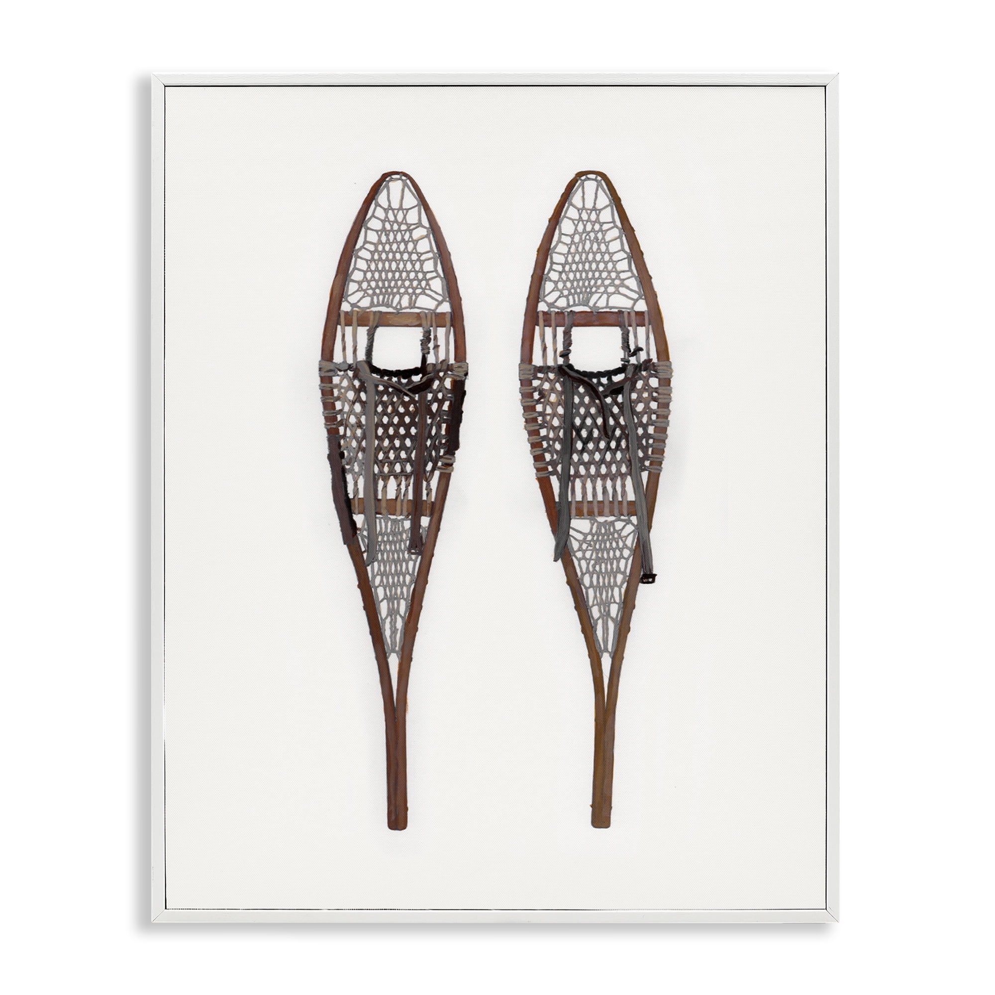 Stupell Industries Minimal Winter Snow Shoes Sports Painting White ...