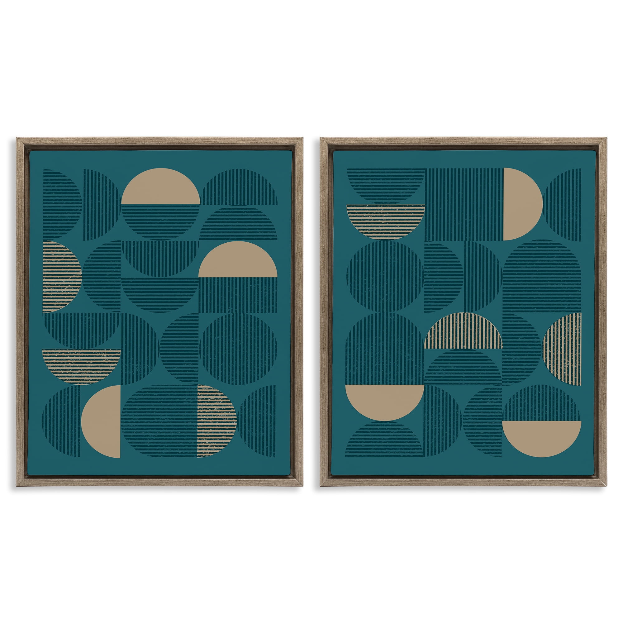 Stupell Industries Minimalist Teal Geometric Abstract Painting Brown ...
