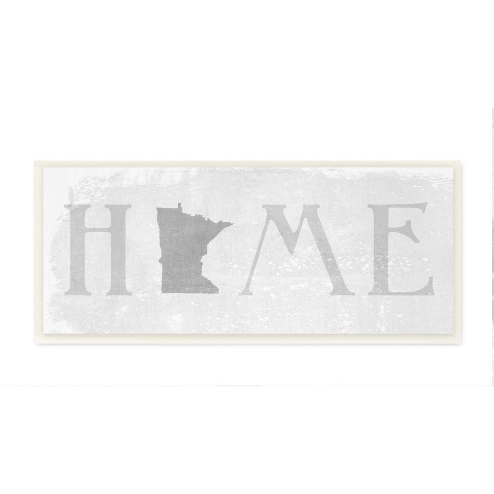Stupell Industries Minnesota Home State Map Grey Neutral Textured Word ...