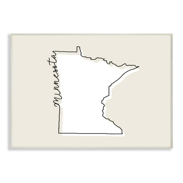Stupell Industries Minnesota Home State Map Neutral Print Design Wall ...