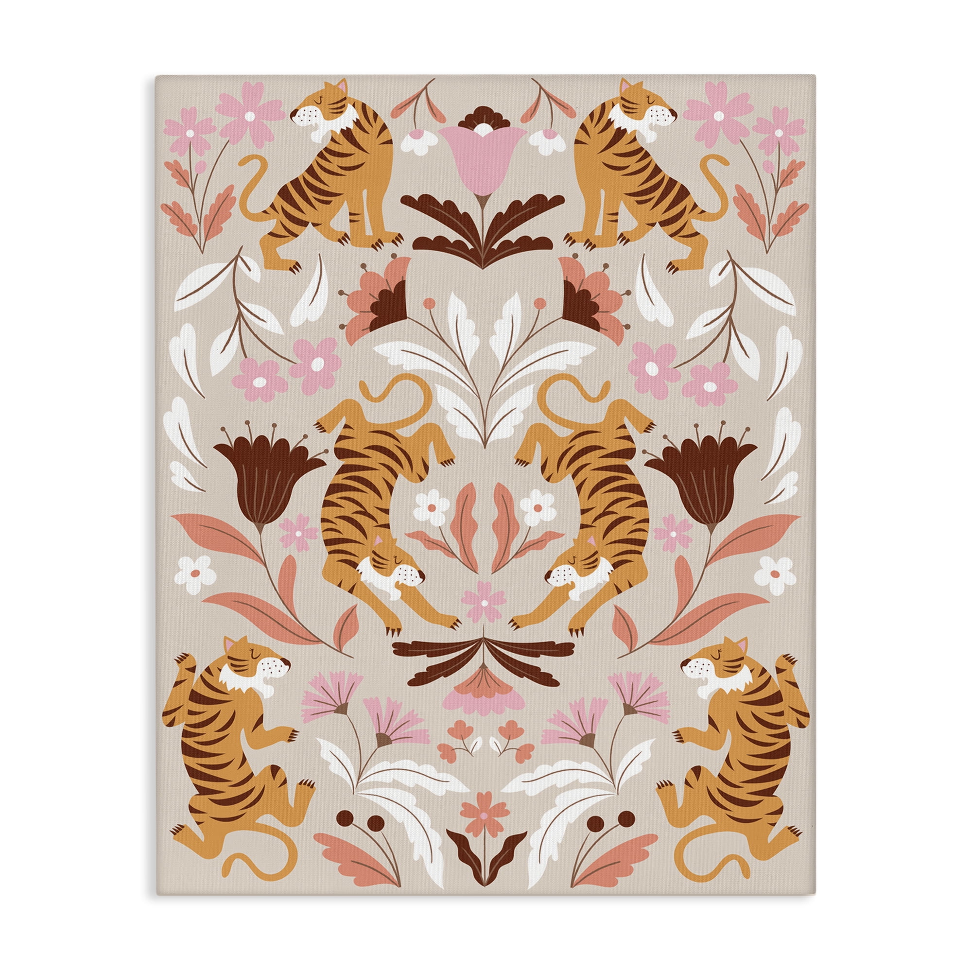 Stupell Industries Mirrored Boho Tigers Animals Painting Wrapped Canvas ...