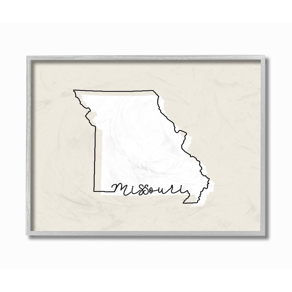 Stupell Industries Missouri Home State Map Neutral Print Design Gray ...