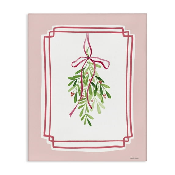 Stupell Industries Mistletoe on Pastel Pink Canvas Wall Art, design by ...