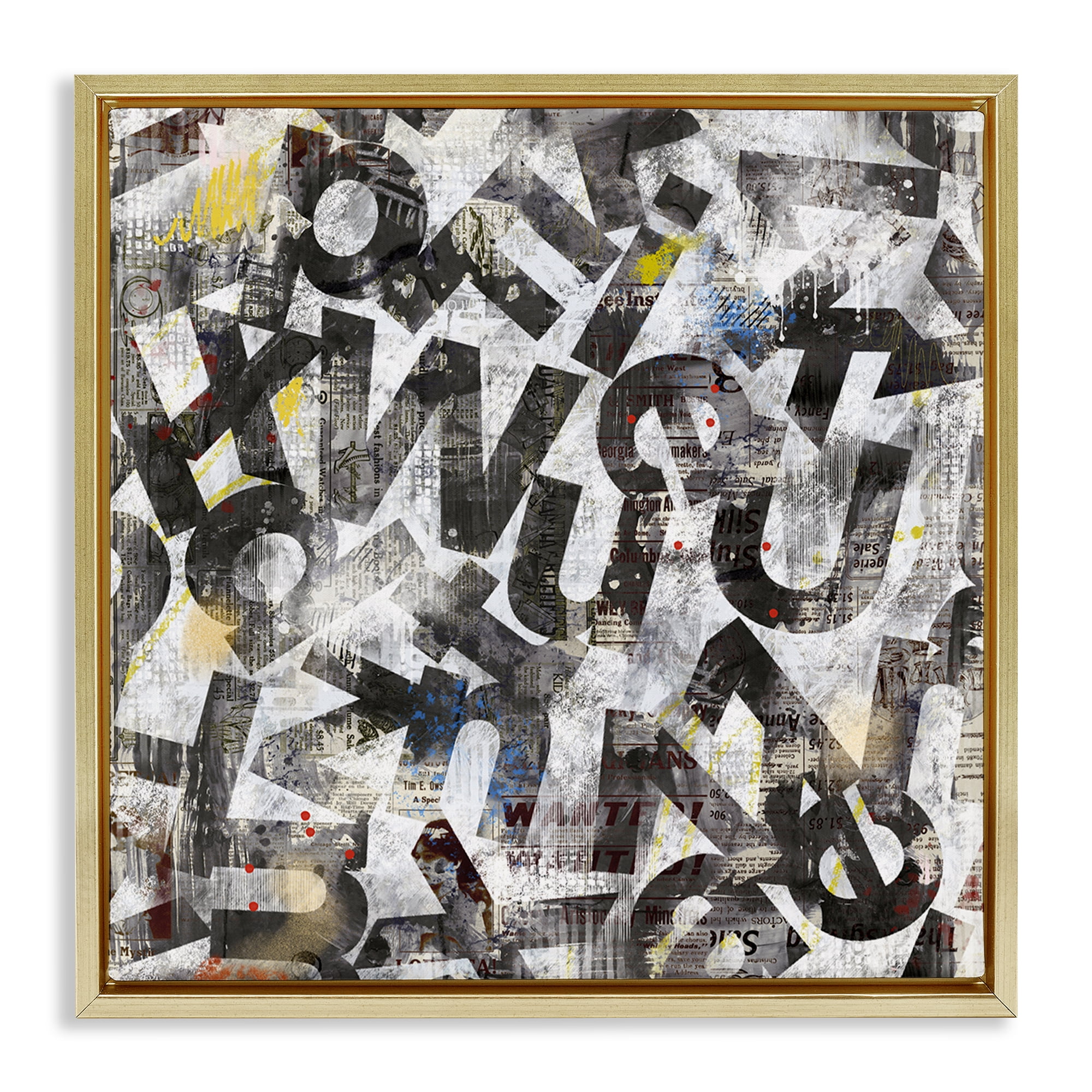 Stupell Industries Mixed Letters Abstraction Abstract Painting Gold ...