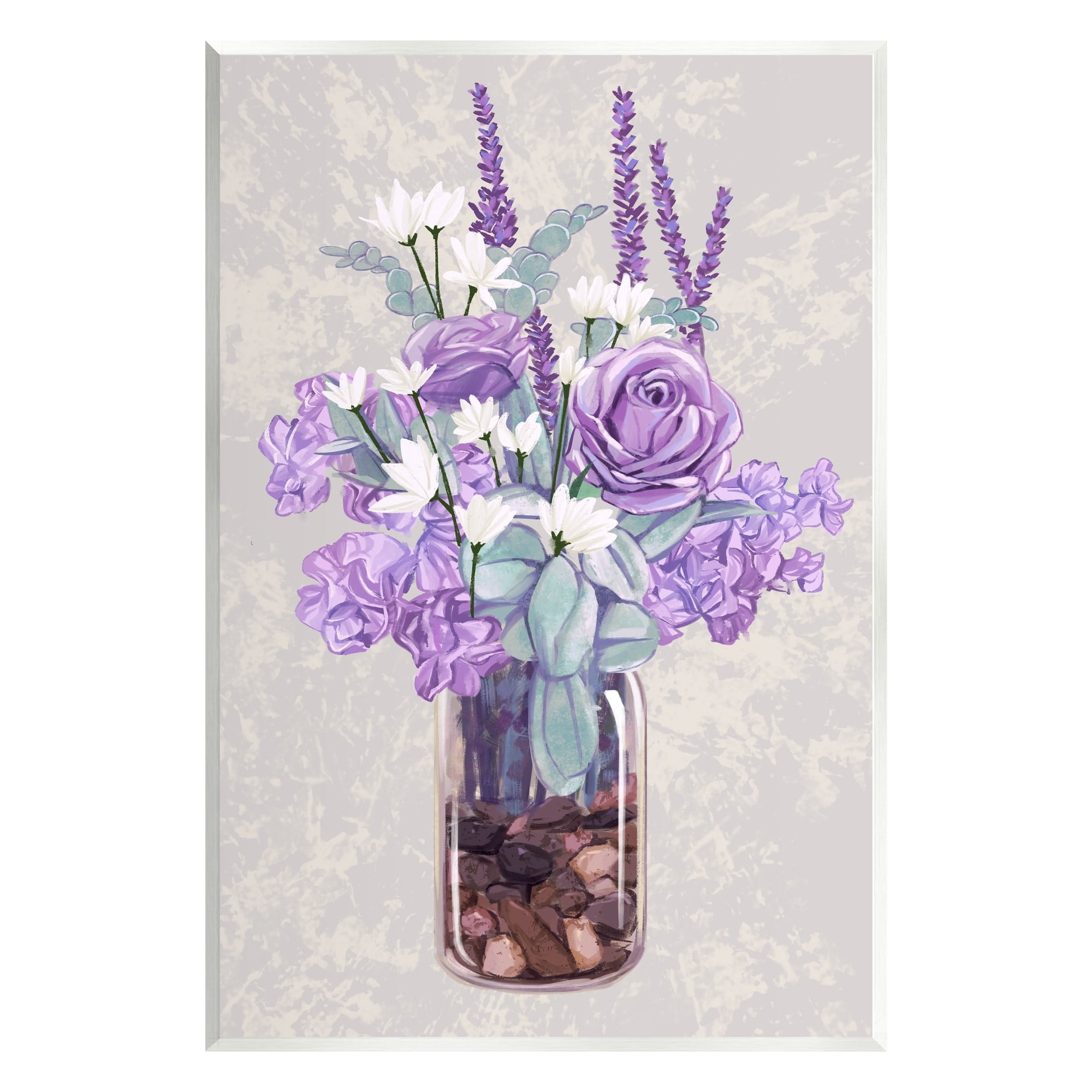 Stupell Industries Mixed Purple Bouquet Full Rose Wildflower Blooms ...