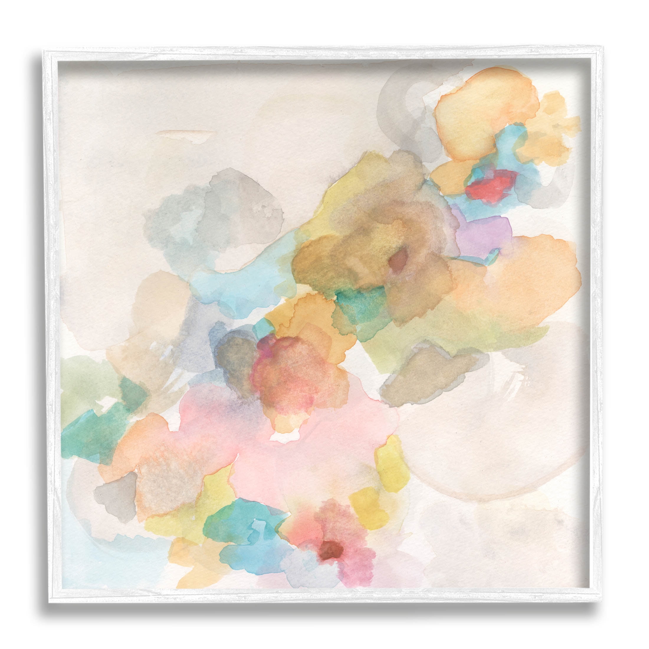 Stupell Industries Modern Abstract Floral Shapes Painting White Framed Art Print Wall Art ...