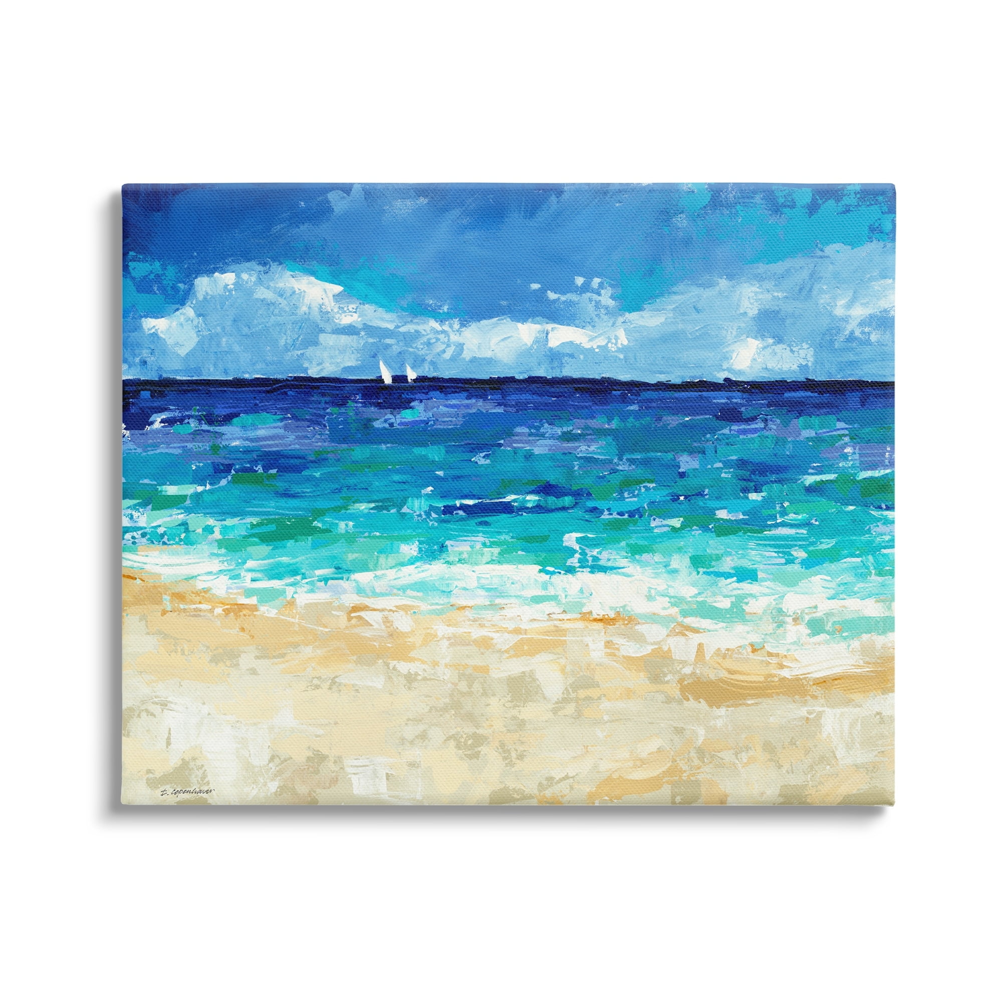 Stupell Industries Modern Beach Scene Abstract Shore Coastal Painting ...