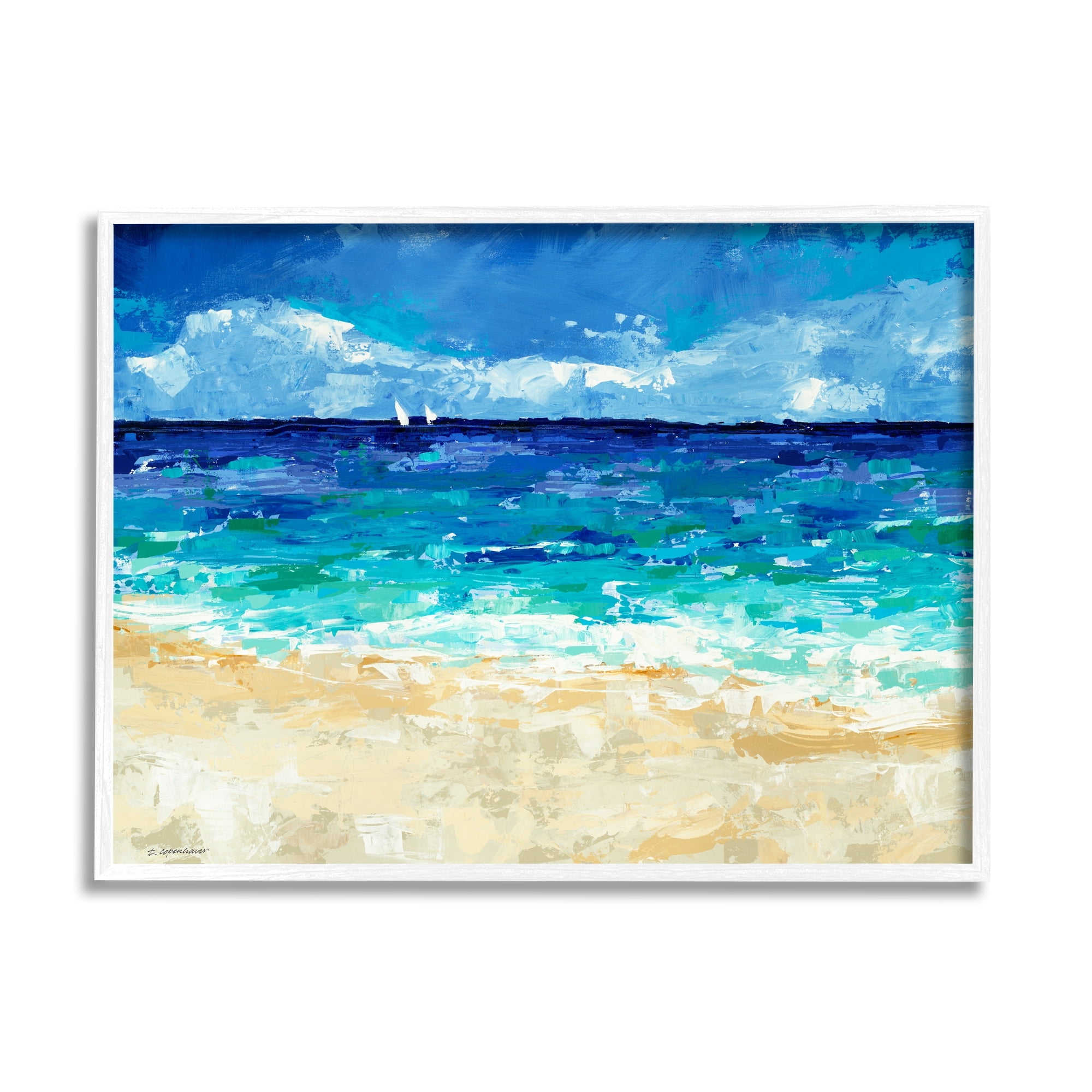 Stupell Industries Modern Beach Scene Abstract Shore Coastal Painting ...