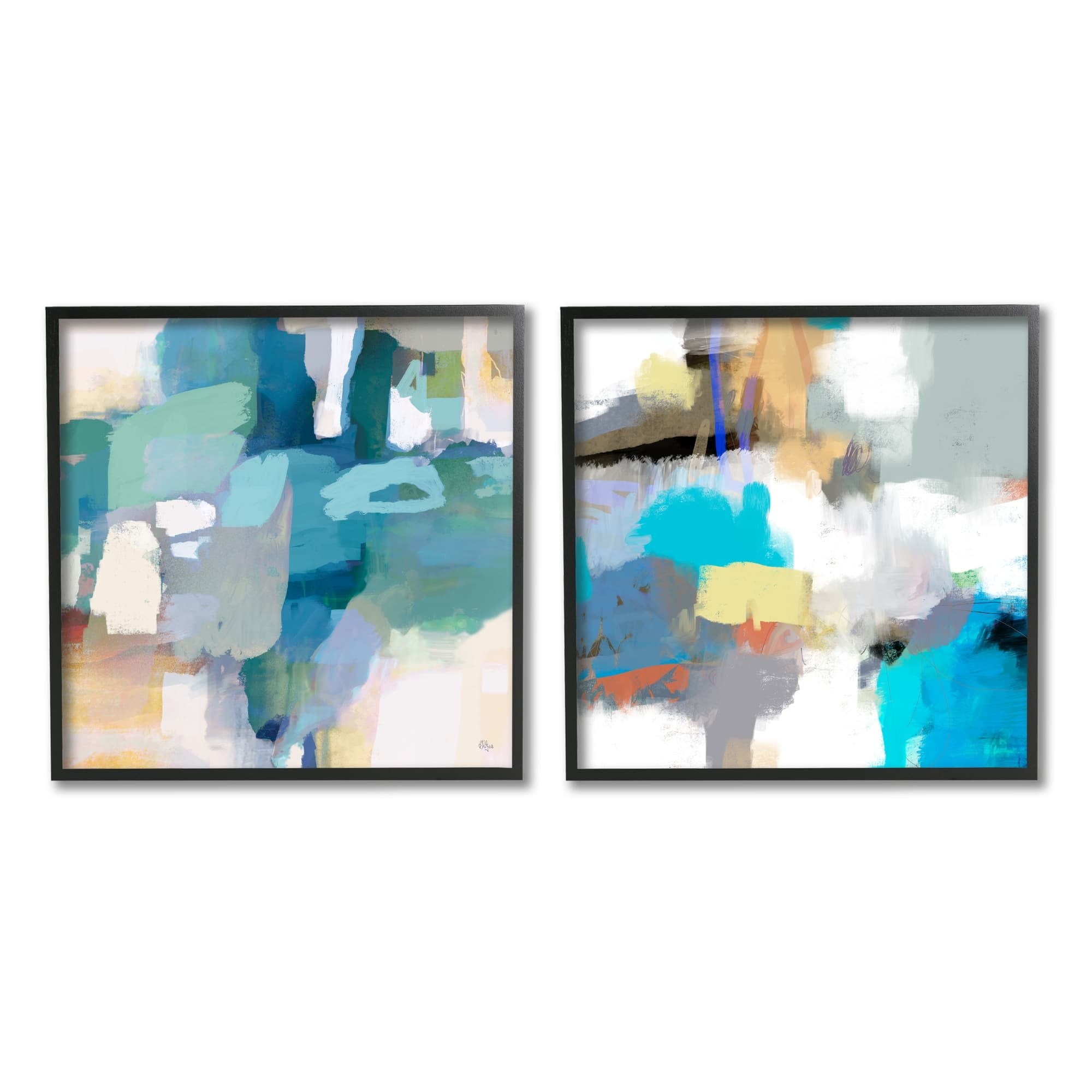 Stupell Industries Modern Blocked Brush Strokes Abstract Collage ...