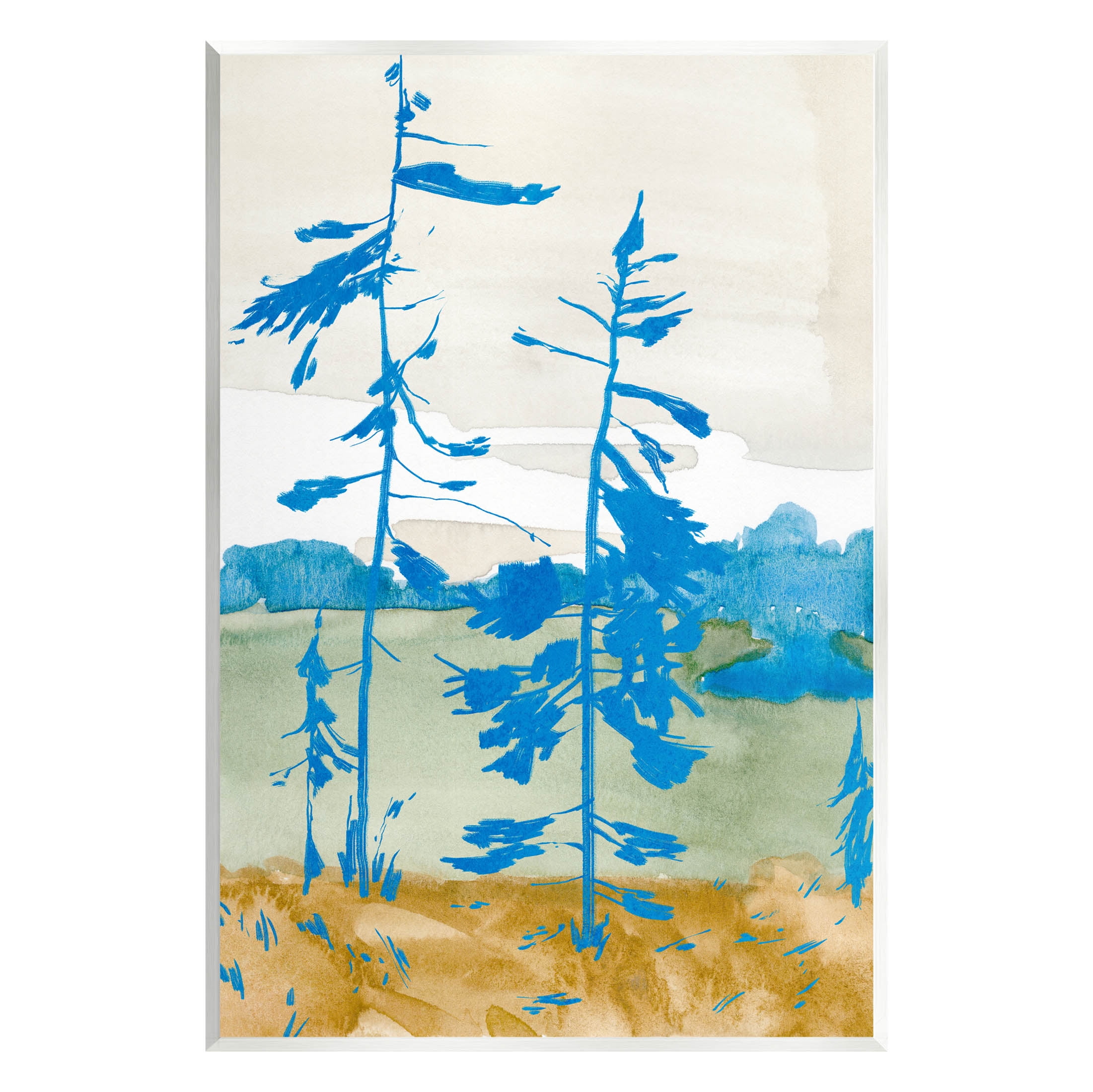 Stupell Industries Modern Blue Trees Landscape Painting Unframed Art ...