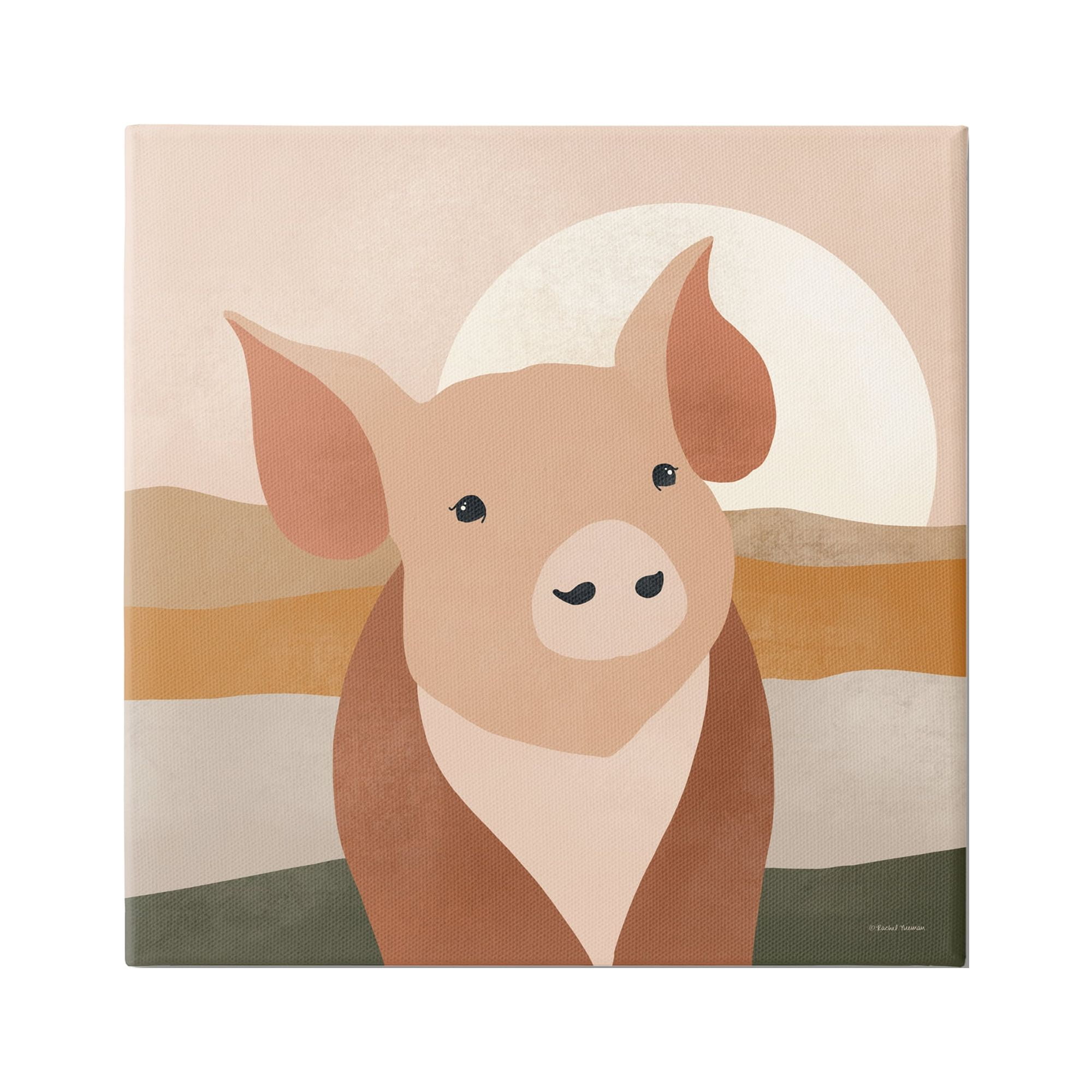 Stupell Industries Modern Farmhouse Pig Animals & Insects Painting ...