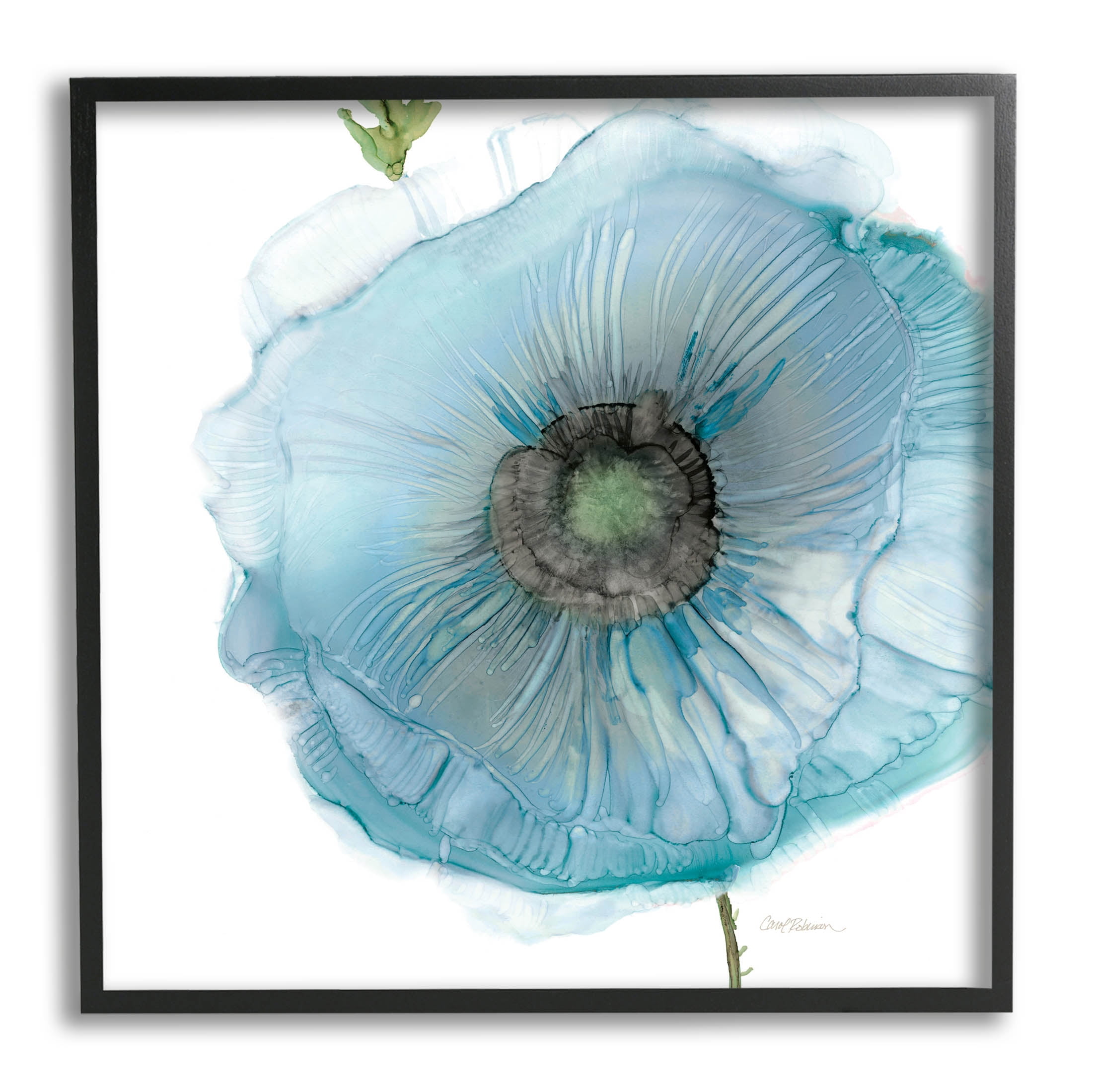 Free Shipping! Stupell Industries Modern Floral Poppy Art Black Wood ...