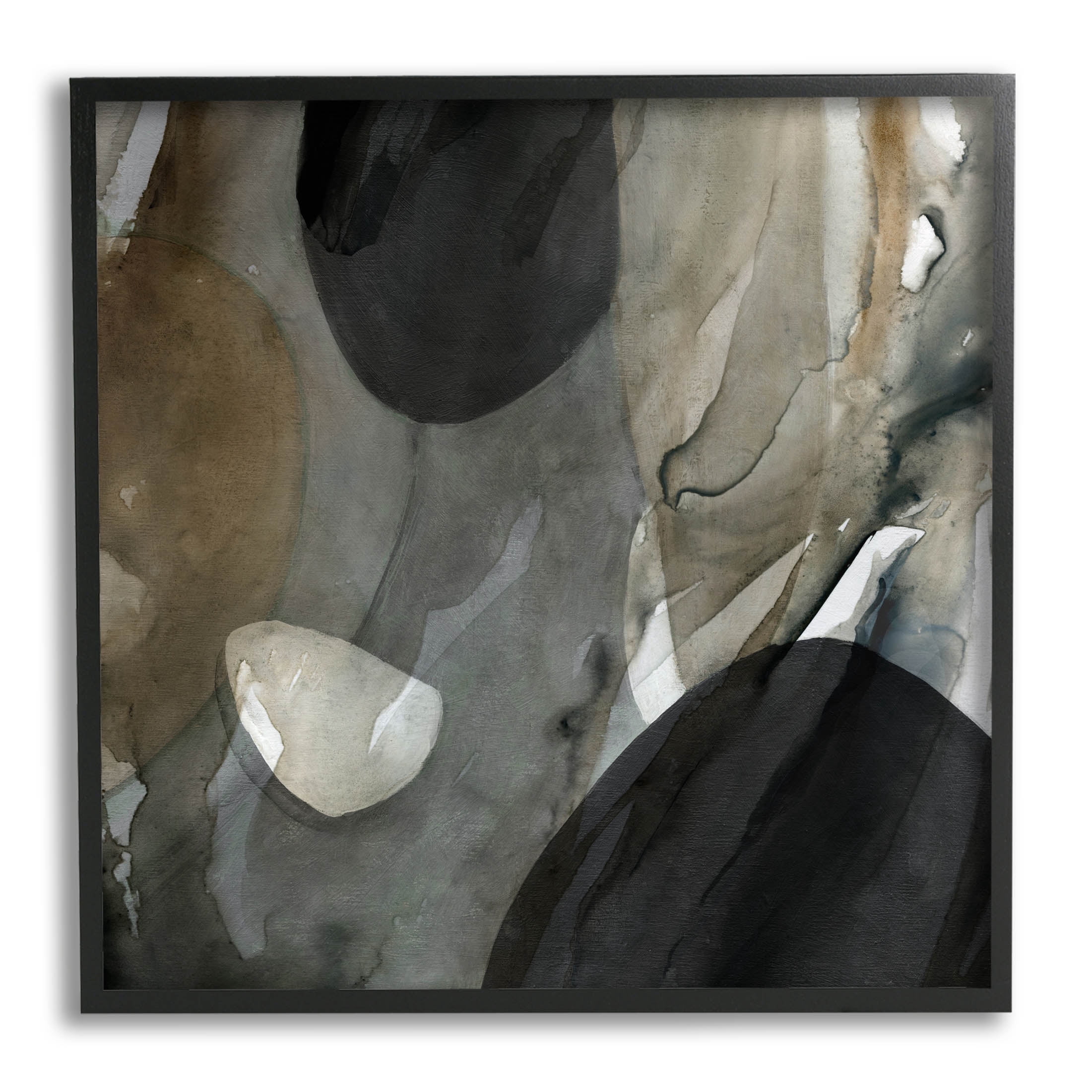 Stupell Modern Layered Shapes Abstract Painting Framed Art Print ...