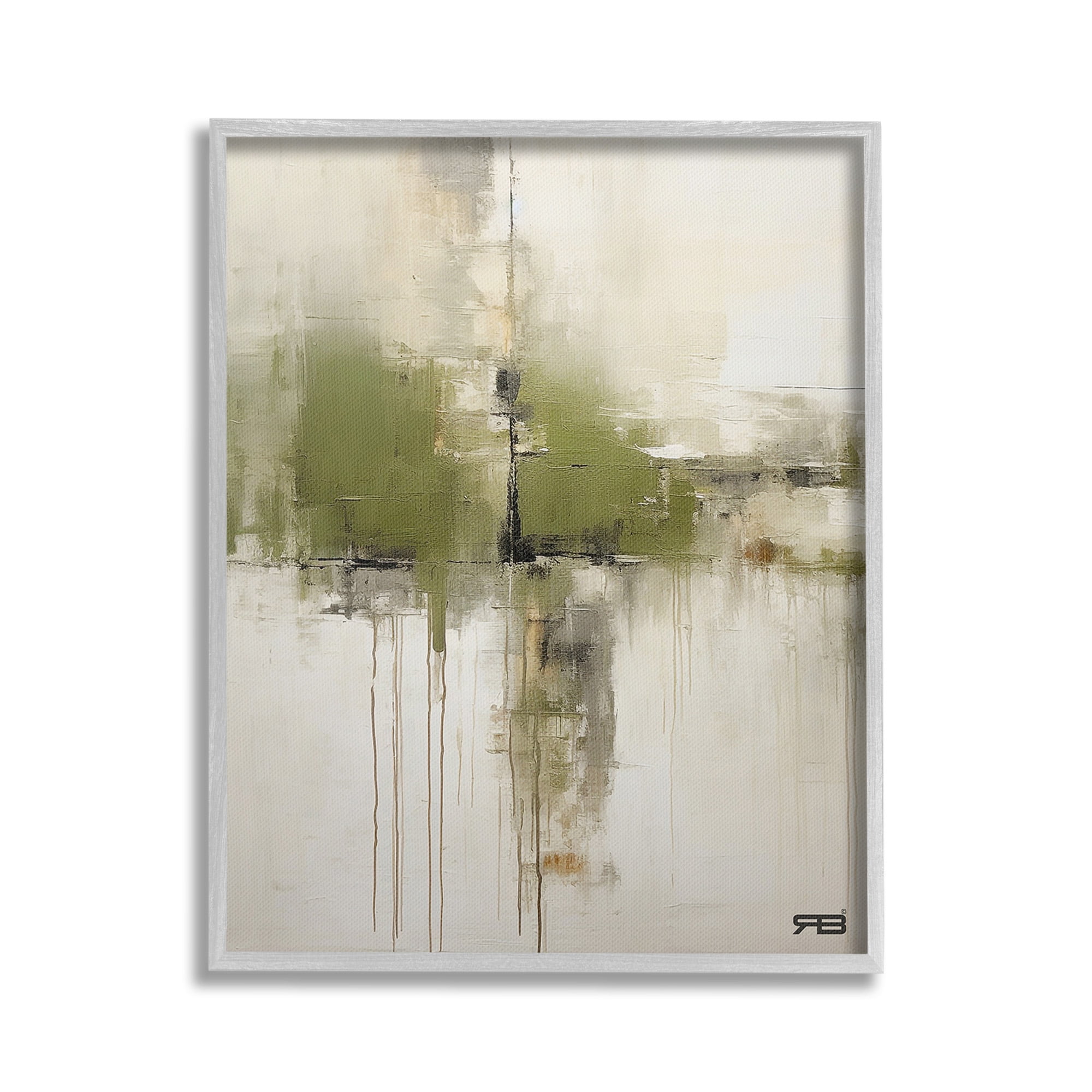 Stupell Industries Modern Paint Drip Horizon Abstract Painting Gray ...