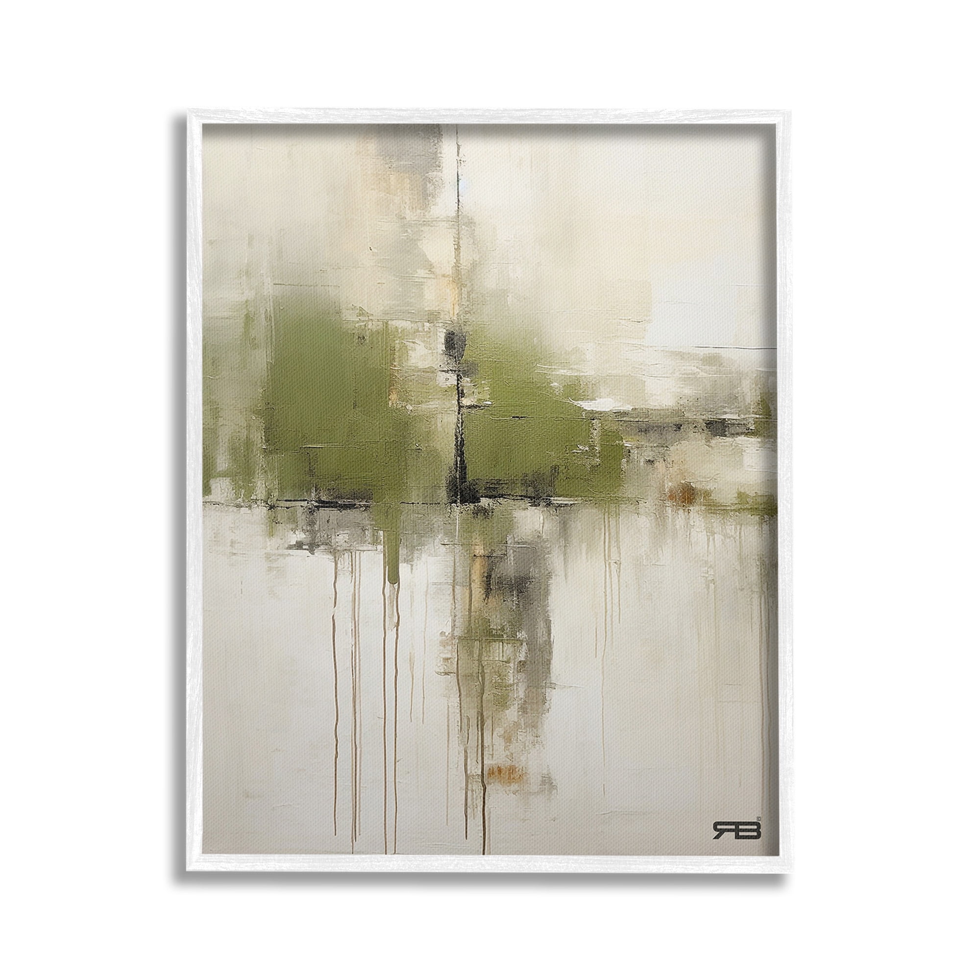 Stupell Industries Modern Paint Drip Horizon Abstract Painting White ...