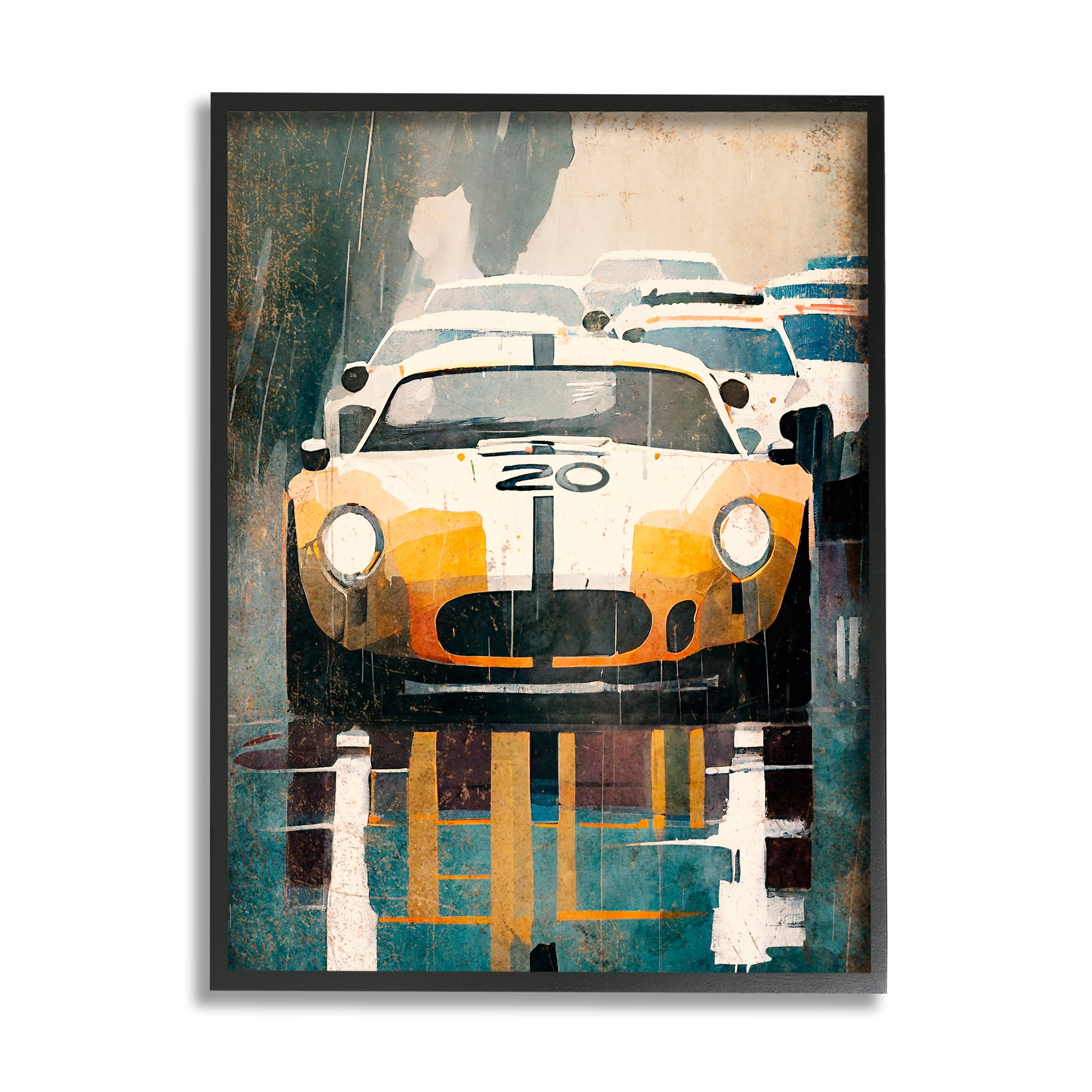Stupell Industries Modern Race Car Transportation Painting Black Framed ...