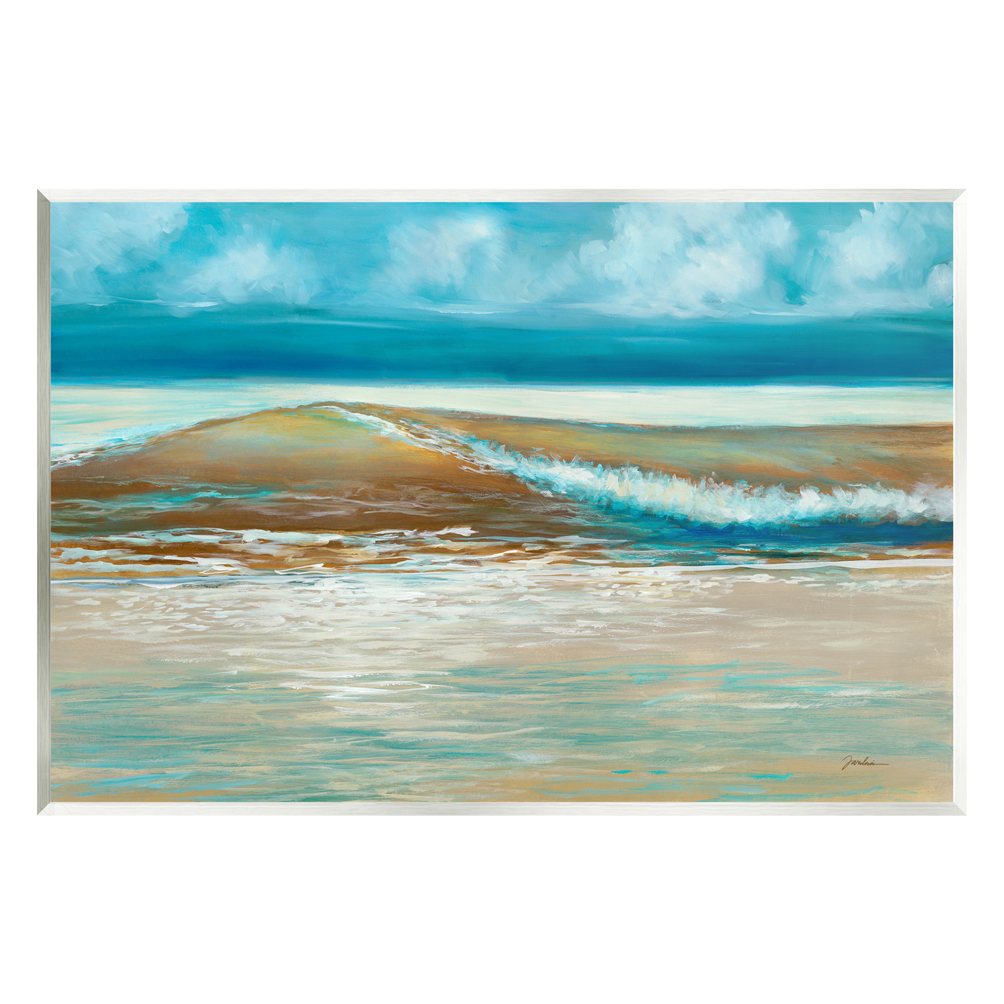 Stupell Industries Modern Rolling Sea Waves Landscape Painting Unframed ...