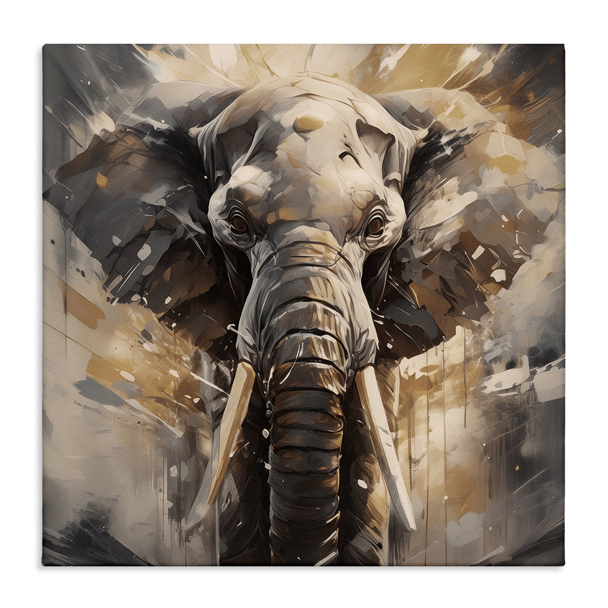 Stupell Industries Modern Splatter Elephant Animals Painting Wrapped ...