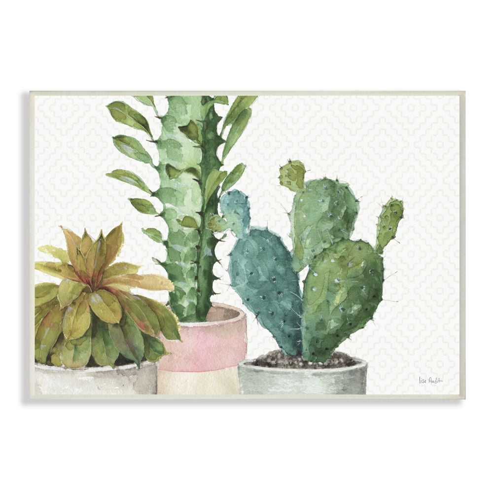 Stupell Industries Modern Succulents Watercolor Lithograph Wall Plaque ...
