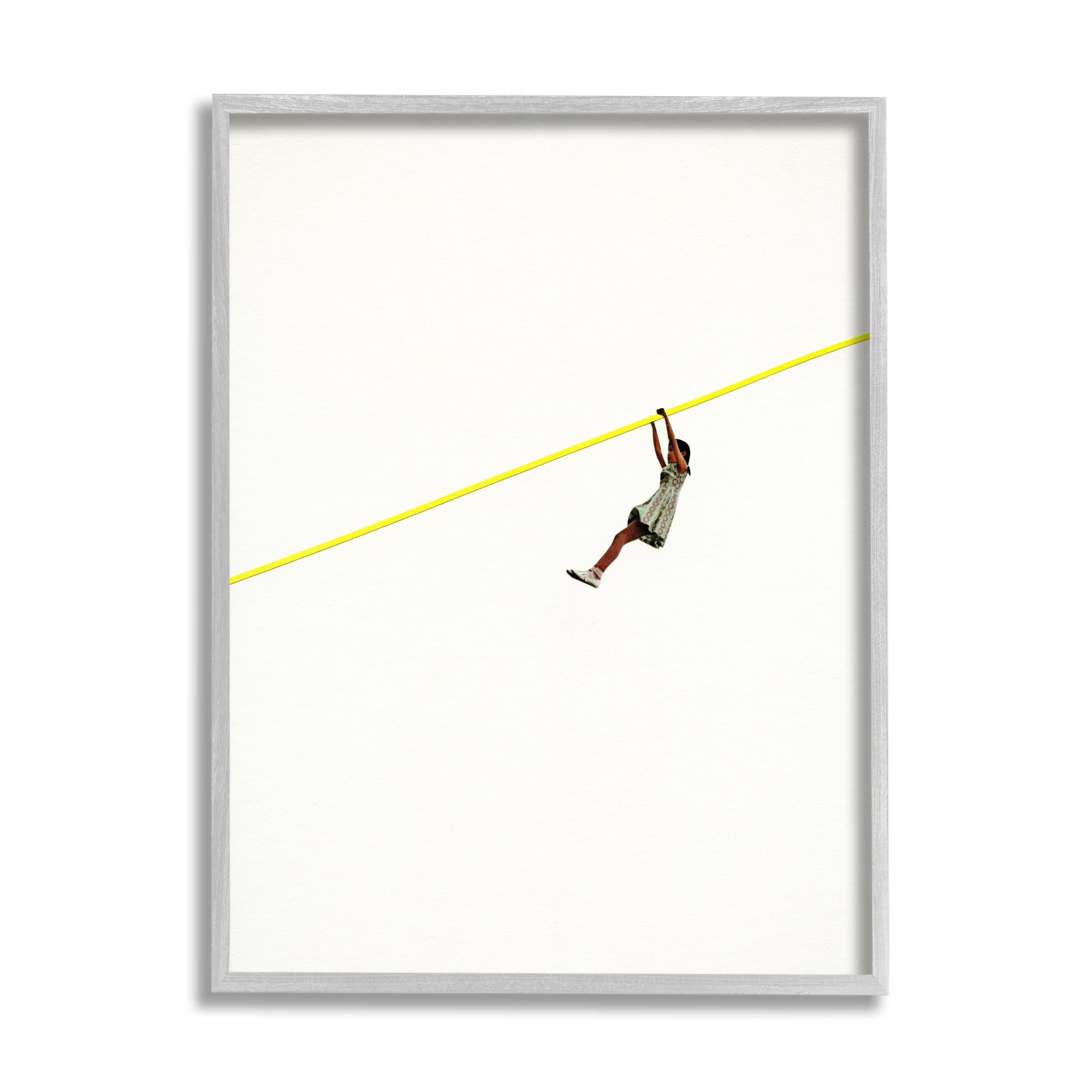 Modern Zipline Person Minimal Yellow Line Design Abstract Graphic Art ...