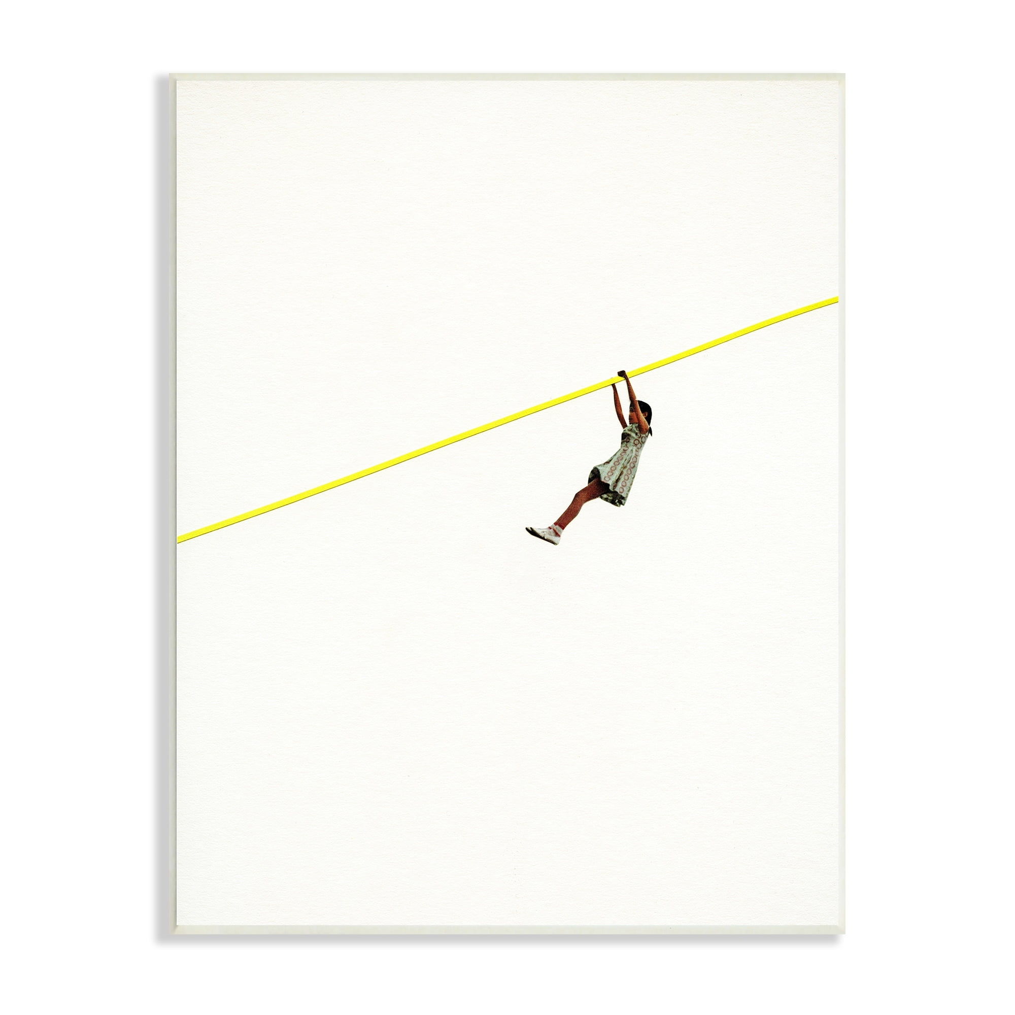 Stupell Industries Modern Zipline Person Minimal Yellow Line Design ...