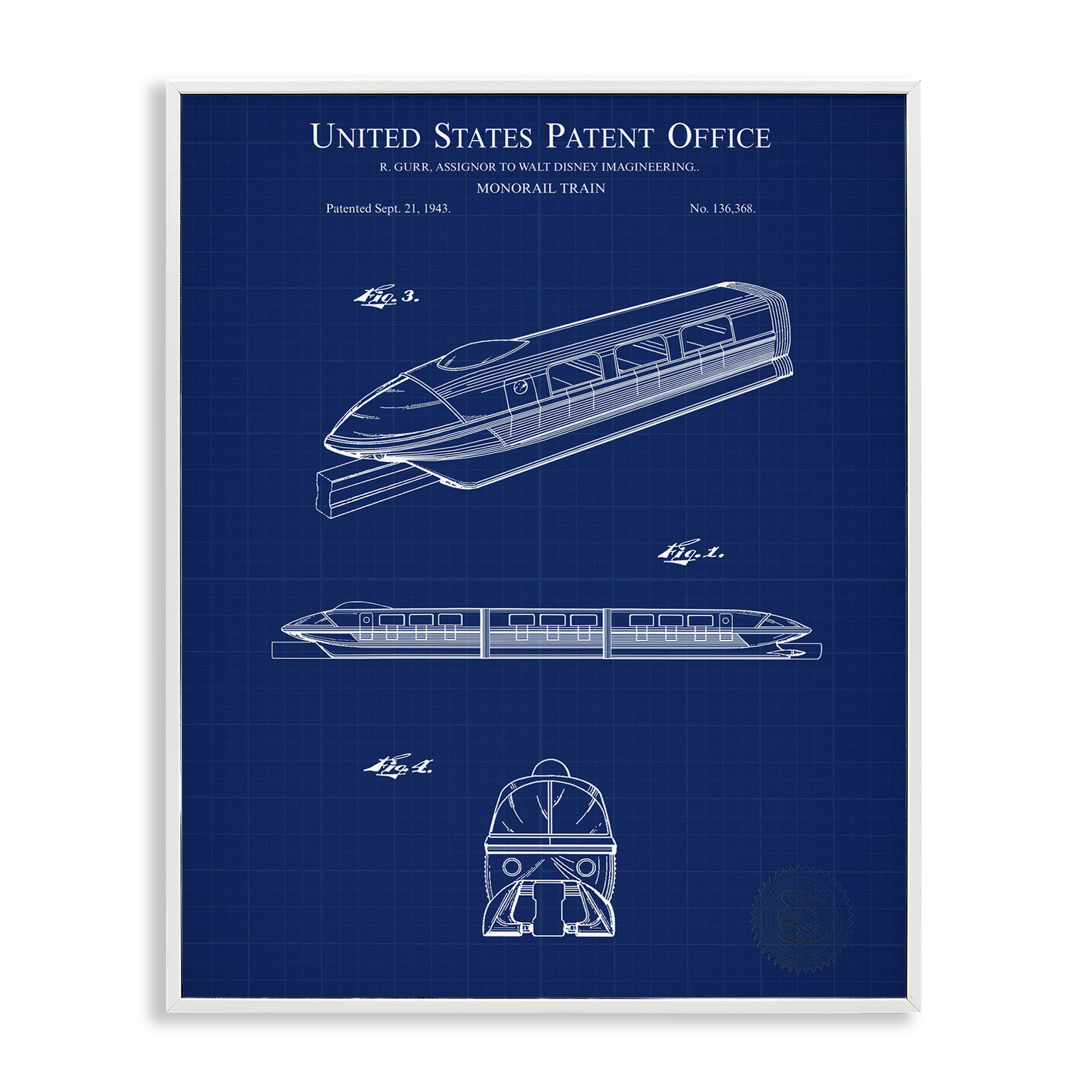 Stupell Industries Monorail Train Blueprint Transportation Painting ...