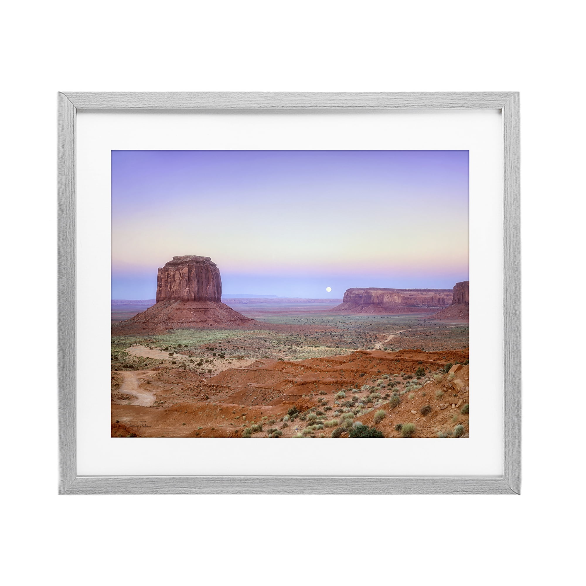 Stupell Industries Moonrise Over Monument Valley Gray Framed Print ...