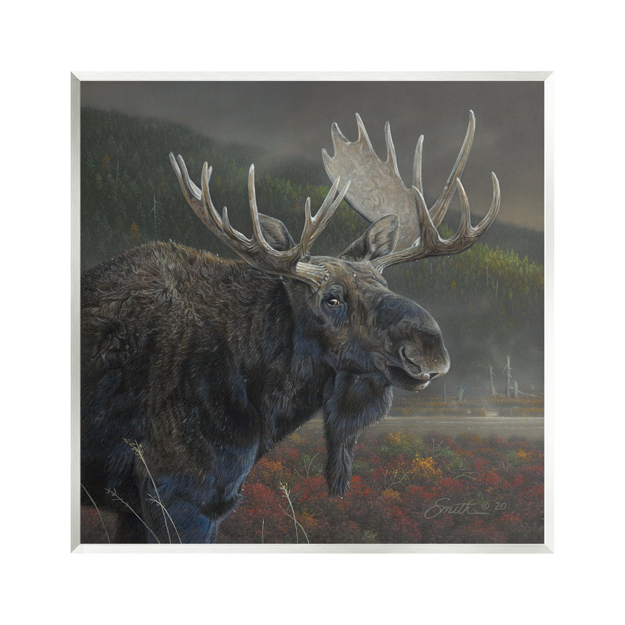 Stupell Industries Moose Dark Forest Landscape Animals & Insects ...
