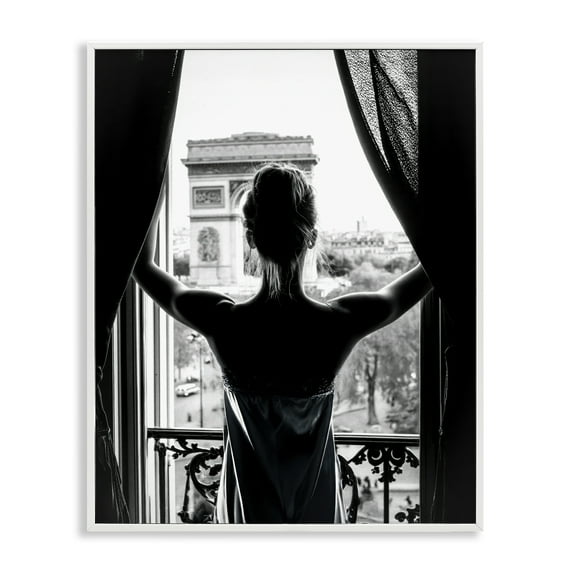 Stupell Industries Morning In Paris Silhouette White Framed Giclee Art ...