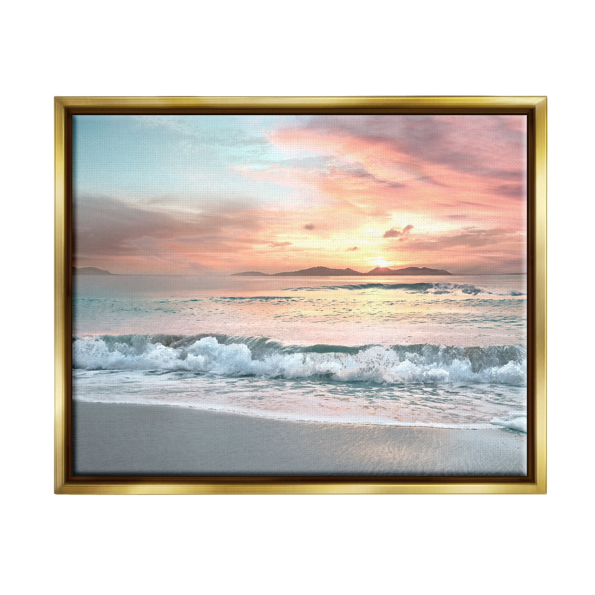 Stupell Industries Morning Sunrise Beach Landscape Distant Mountains ...