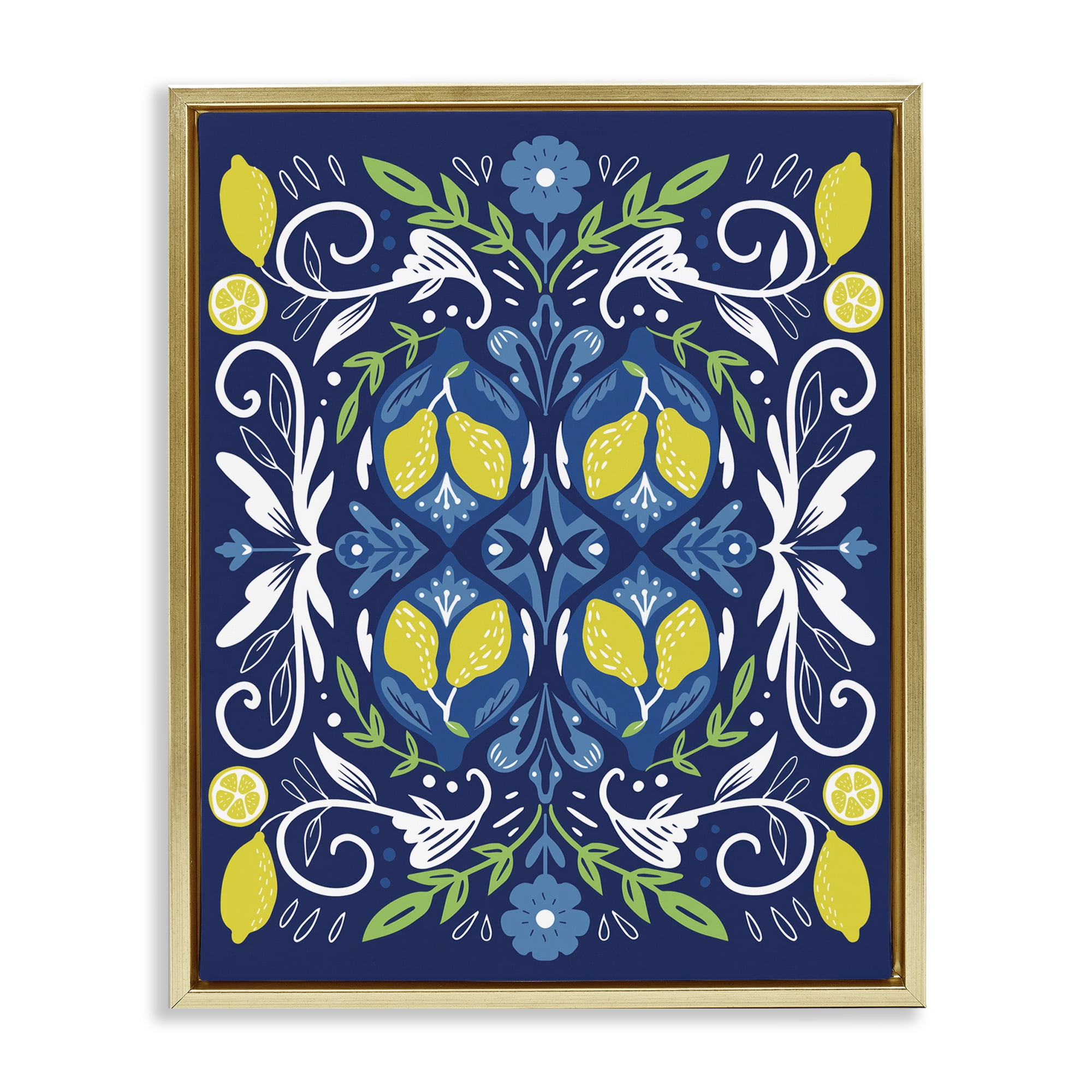 Stupell Industries Mosaic Floral Pattern Food & Beverage Painting Gold ...
