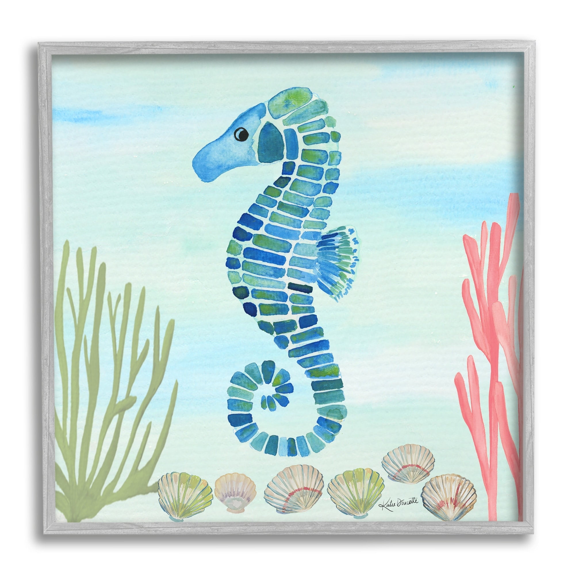 Stupell Industries Mosaic Seahorse Clam Seashells Ocean Floor Reef ...