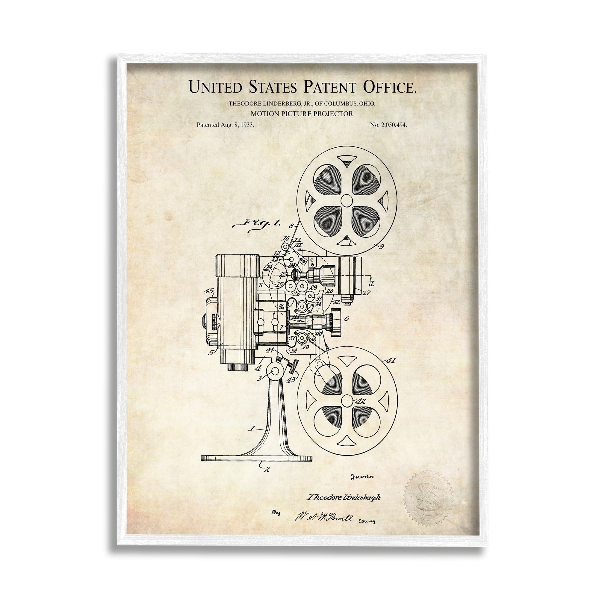 Stupell Industries Motion Picture Projector Patent Design Blueprint ...