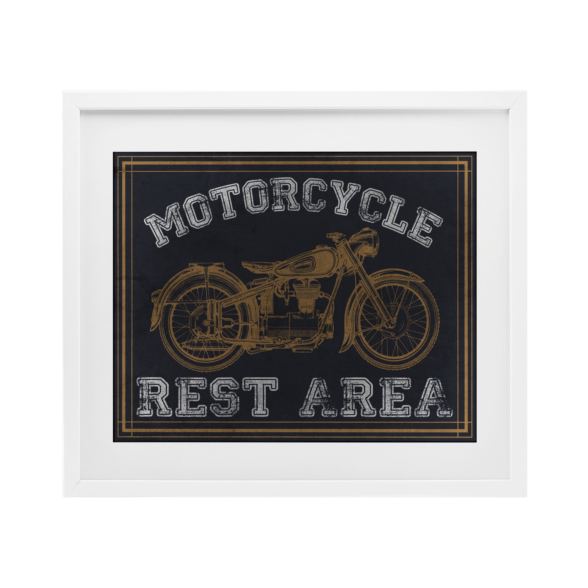 Stupell Industries Motorcycle Rest Area White Framed Print Under Glass ...