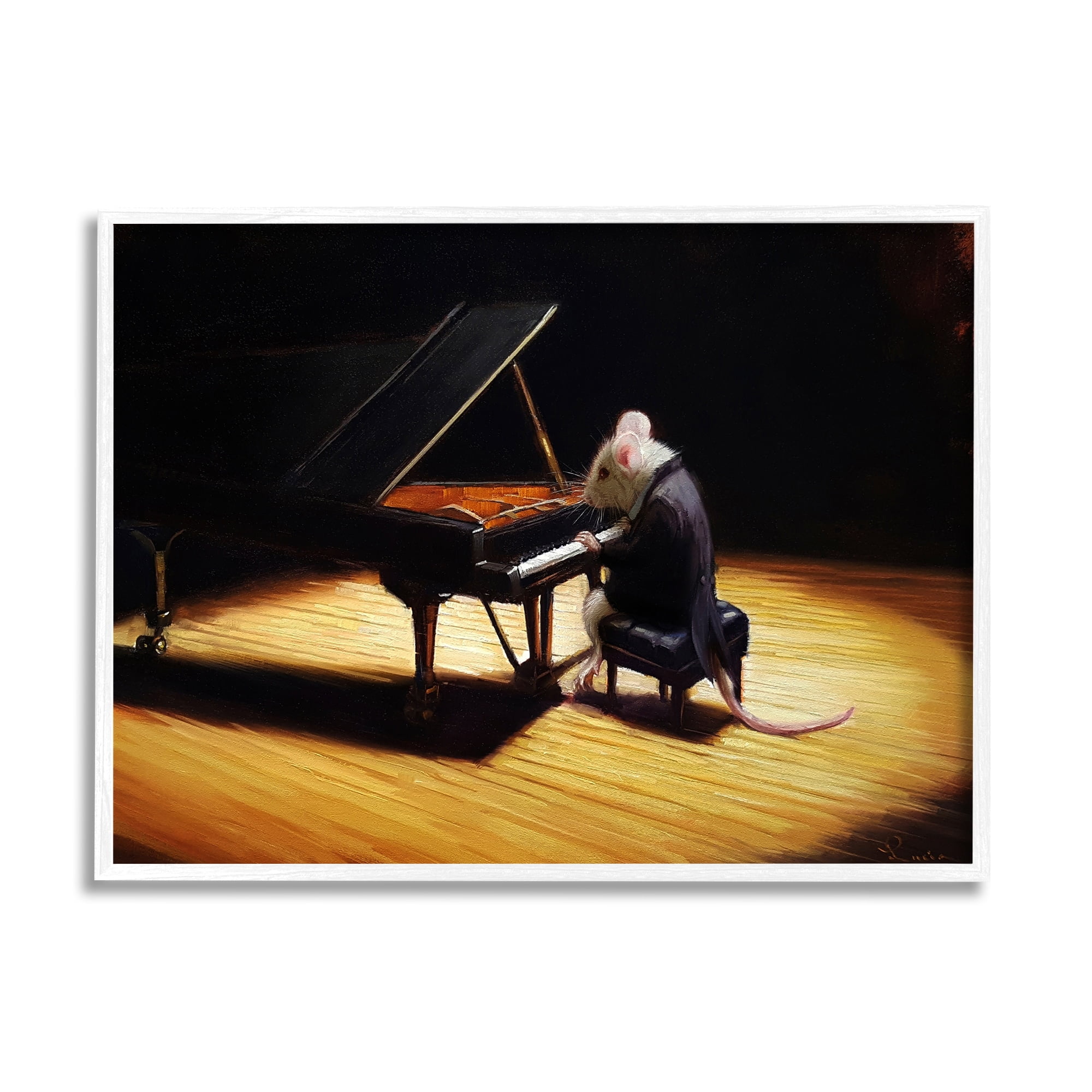 Stupell Industries Mouse Musician Playing Grand Piano Stage Spotlight ...