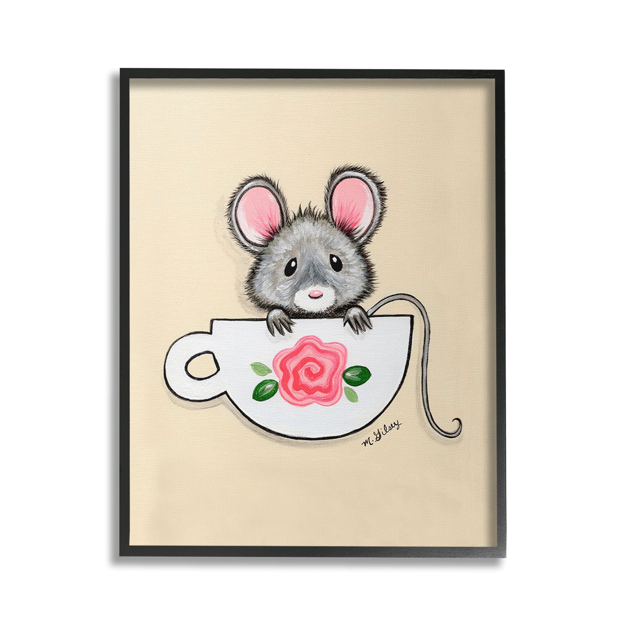 Stupell Industries Mouse in Teacup Animals & Insects Painting Black ...