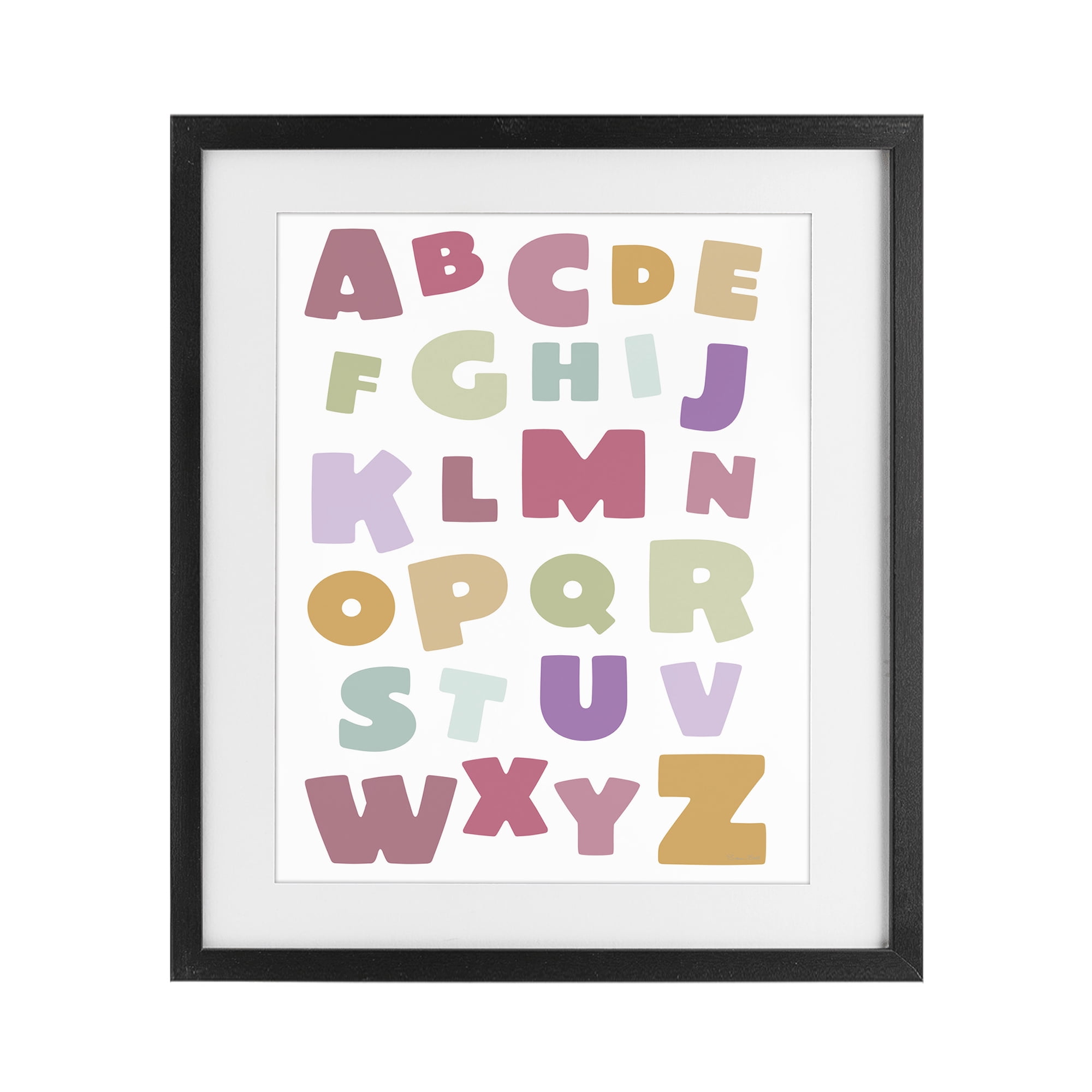 Stupell Industries Muted Alphabet Letters Black Framed Print Under ...