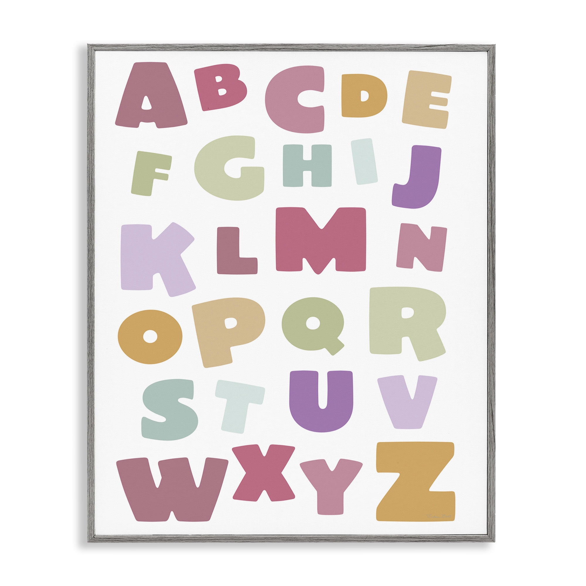 Stupell Industries Muted Alphabet Letters Gray Framed Giclee Art ...
