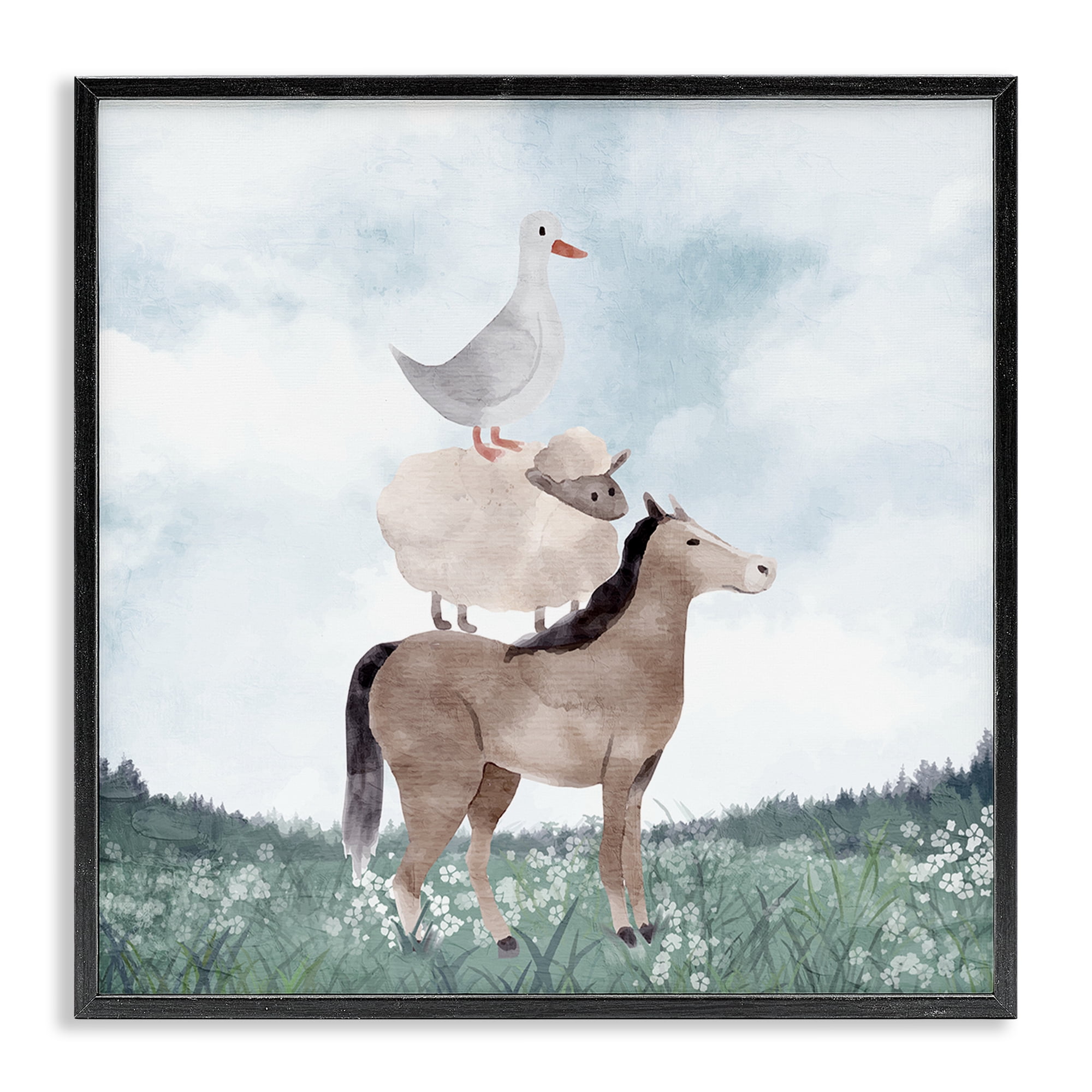 Stupell Industries Muted Blue Sky Farm Black Framed Giclee Art, design ...