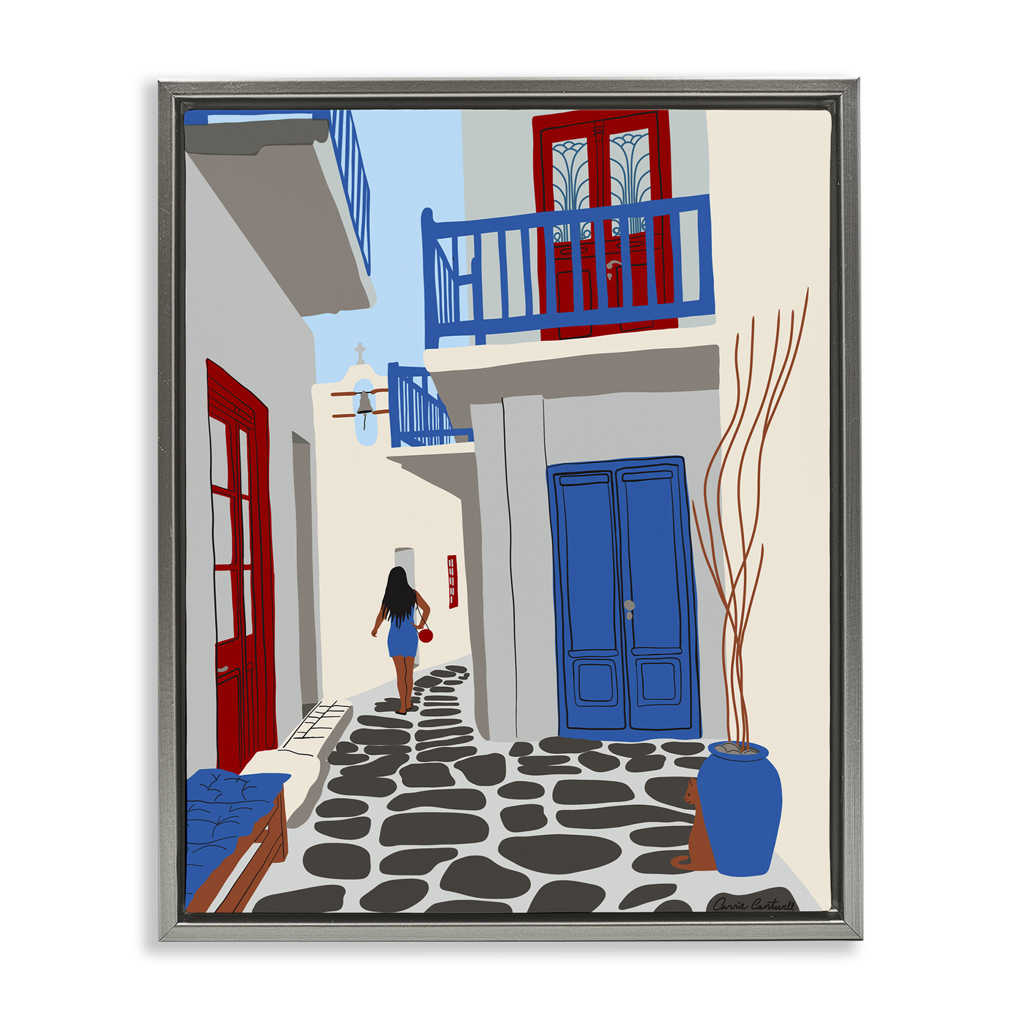 Stupell Industries Mykonos City Alley Buildings & Architecture Painting ...