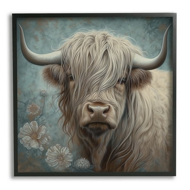 Peace 70s Hippie Cow Animals & Insects Painting White Framed Art Print ...