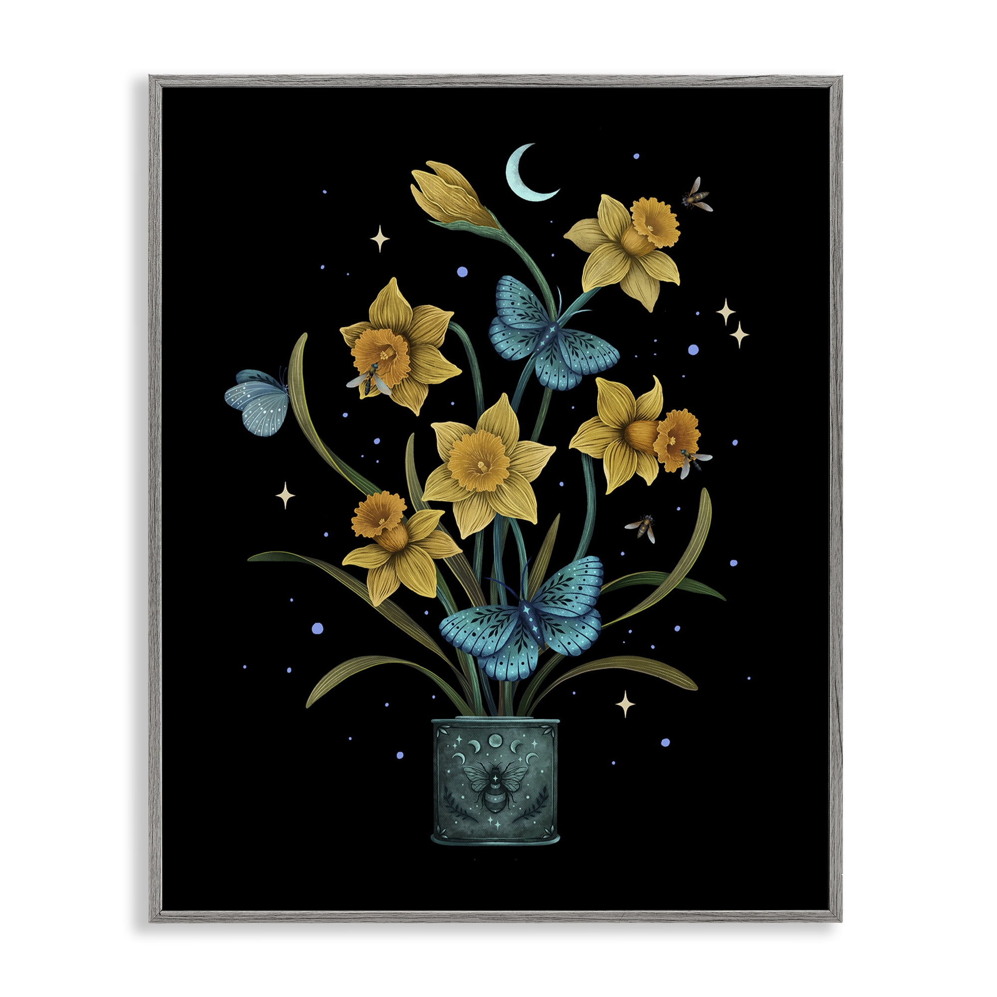 Stupell Industries Mystical March Daffodils Gray Framed Giclee Art ...